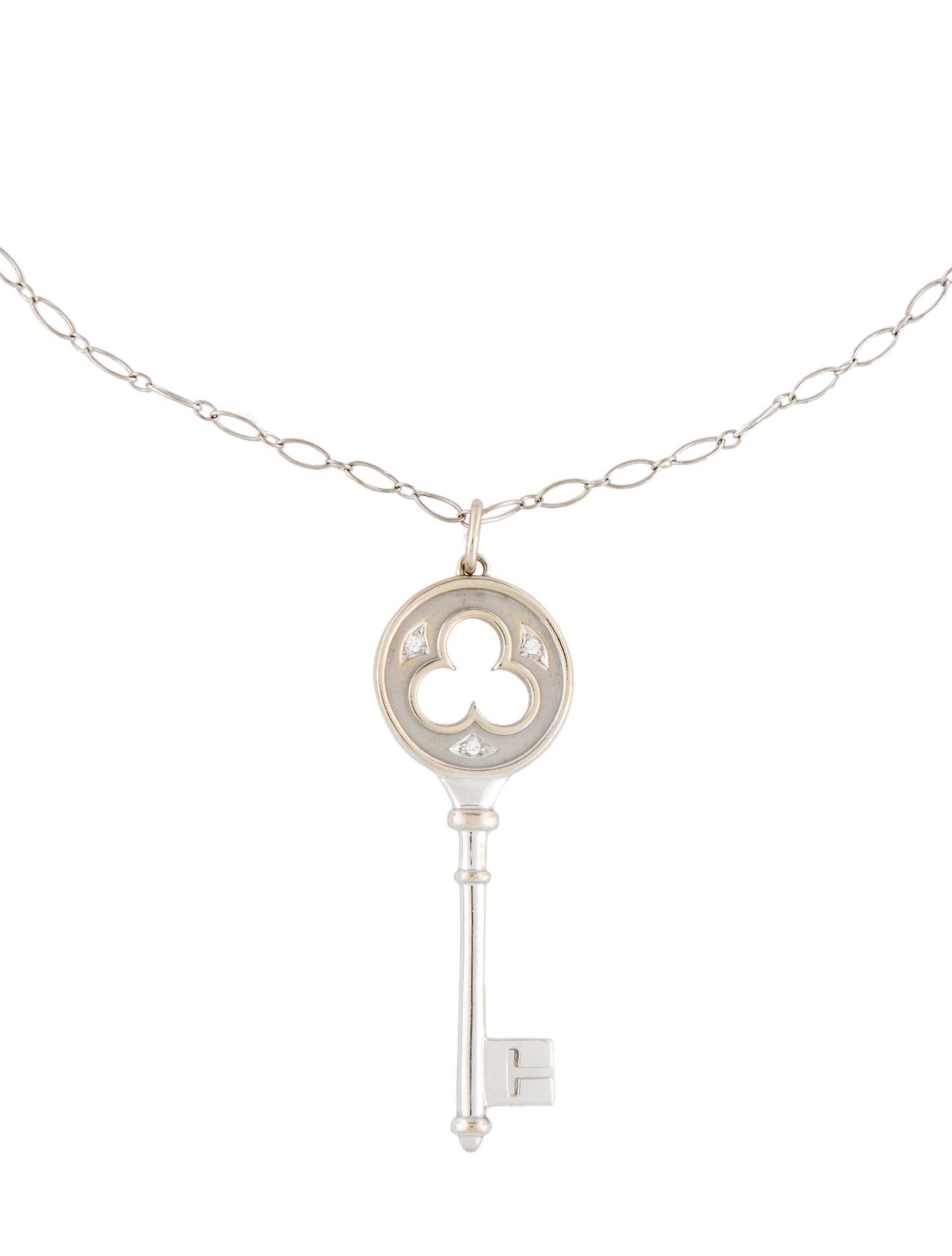 Tiffany & Co. 18K Diamond Clover Key Pendant Necklace - Rhodium-Plated ...