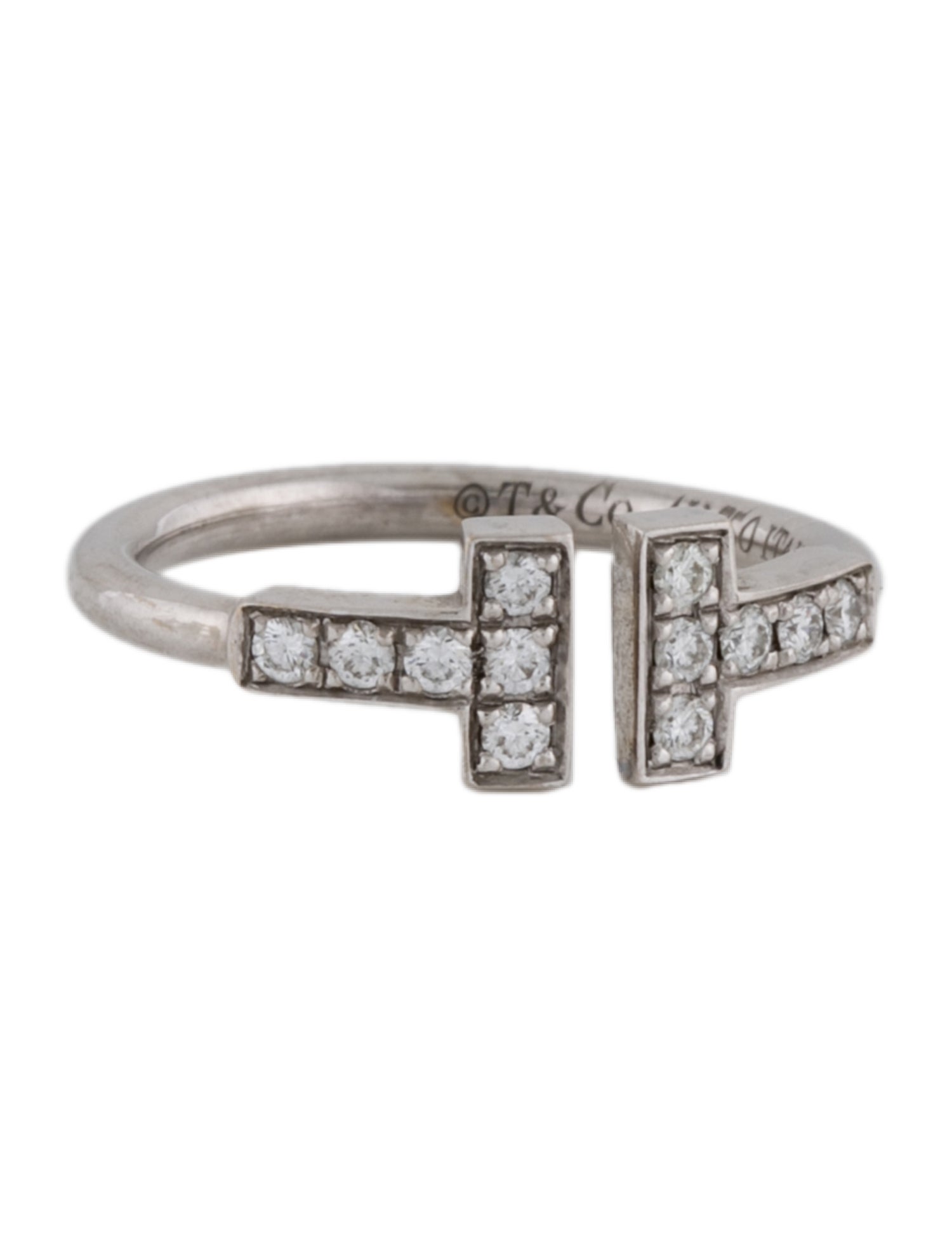Tiffany & Co. 18K Diamond T Wire Ring - 18K White Gold Cocktail Ring ...