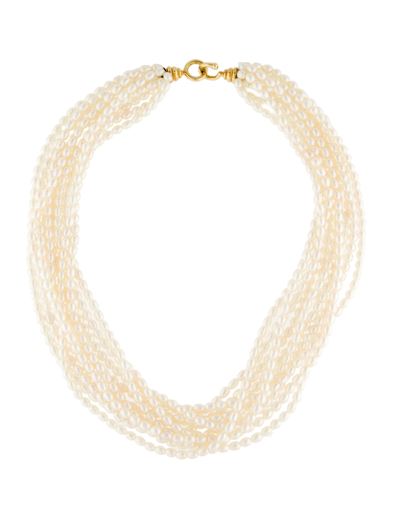 Tiffany & Co. Vintage Pearl Torsade Necklace - 18K Yellow Gold ...
