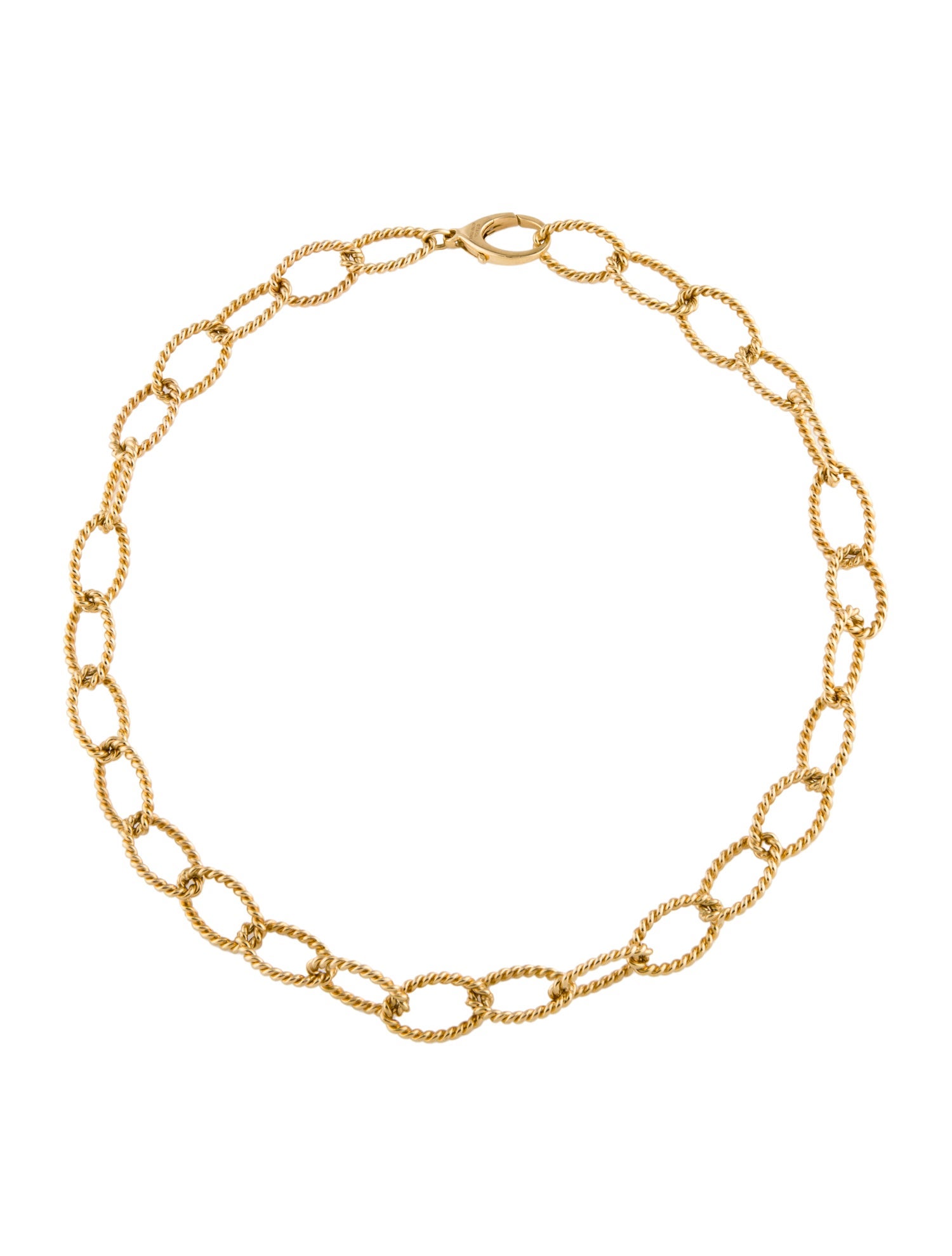 Tiffany & Co. 18K Twisted Link Chain Necklace - 18K Yellow Gold Chain ...