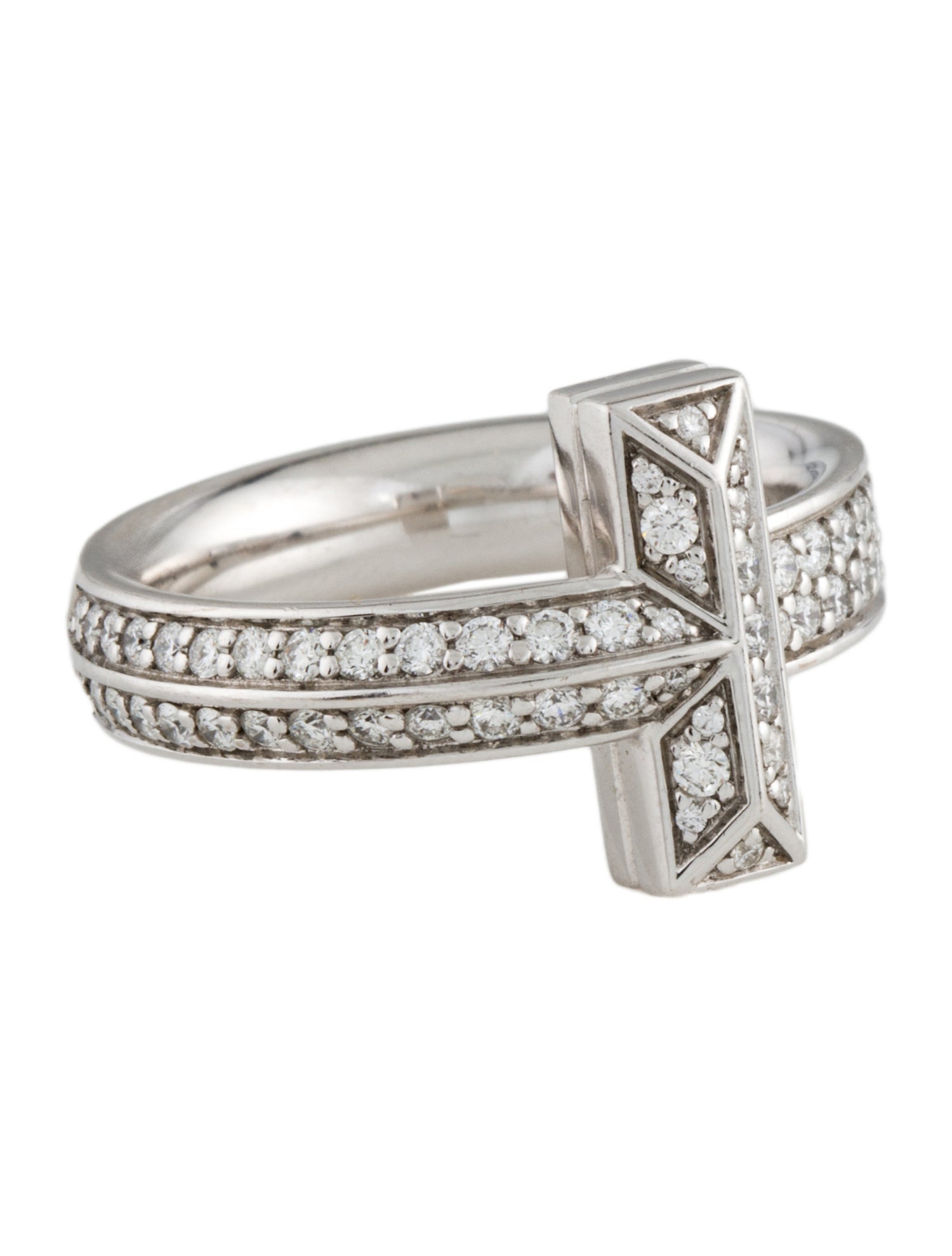 Tiffany & Co. 18K Diamond T1 Ring - Rhodium-Plated 18K White Gold Band ...