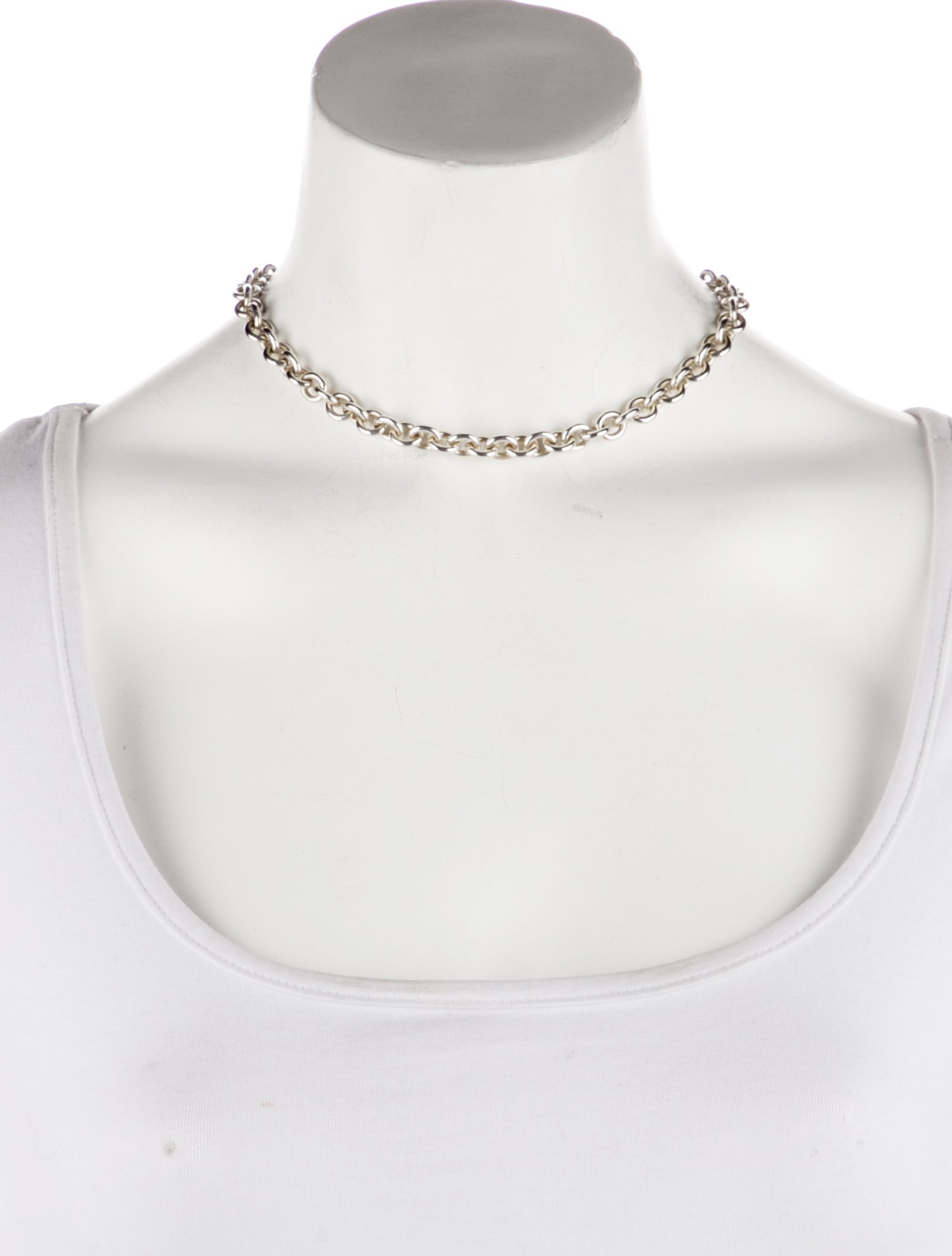 Tiffany & Co. Heart Tag Chain Link Choker Necklace - Sterling Silver ...