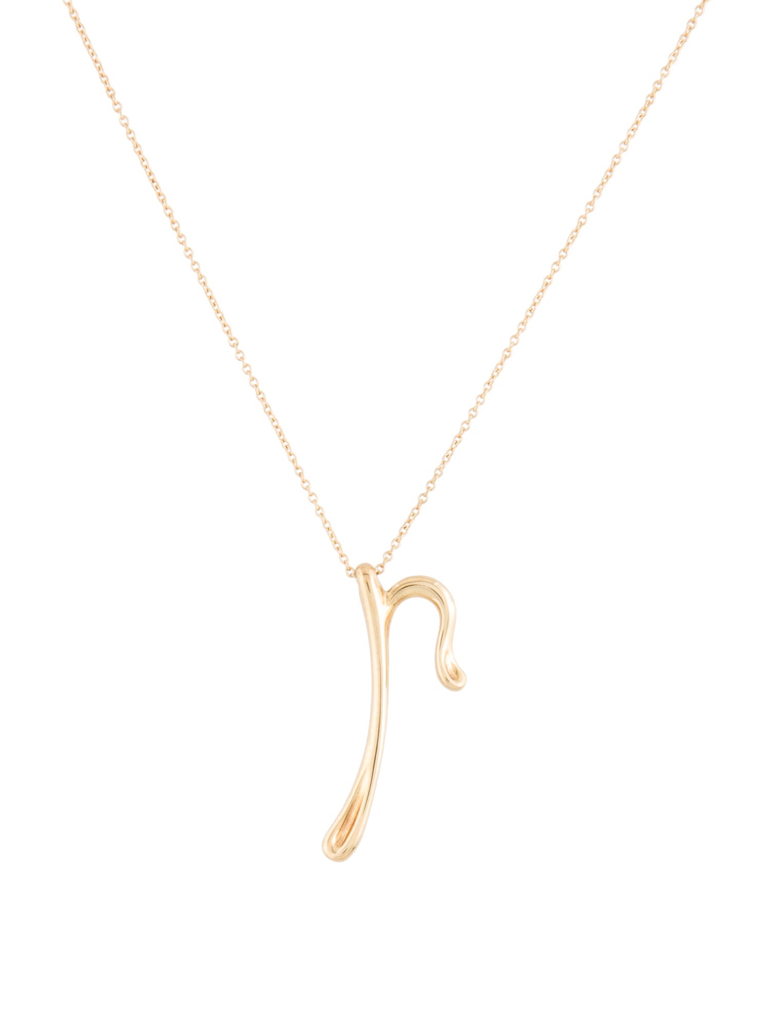 Tiffany & Co. 18K Letter 'P' Pendant Necklace - 18K Yellow Gold Pendant ...