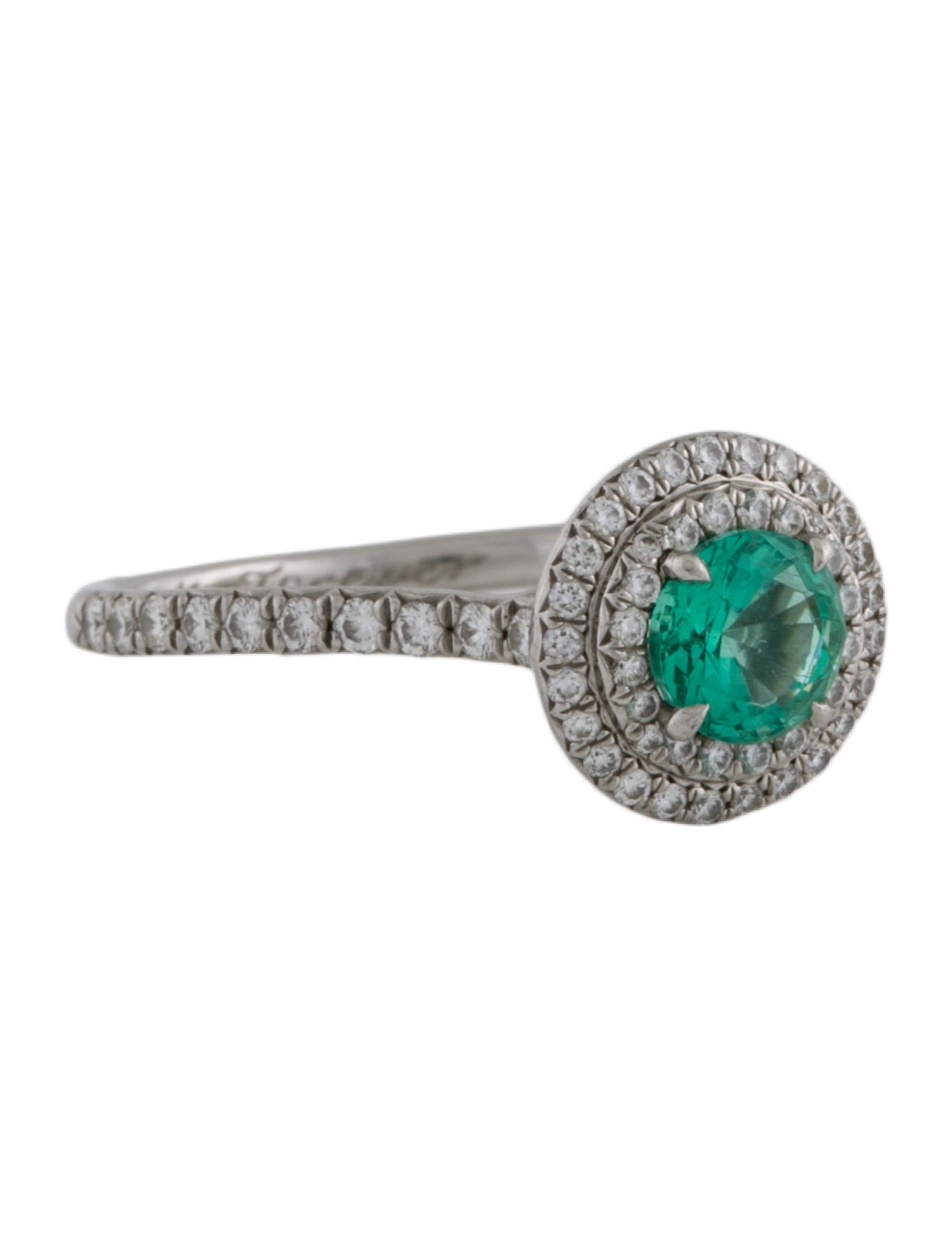 Tiffany & Co. Platinum Emerald & Diamond Soleste Engagement Ring - 950 ...