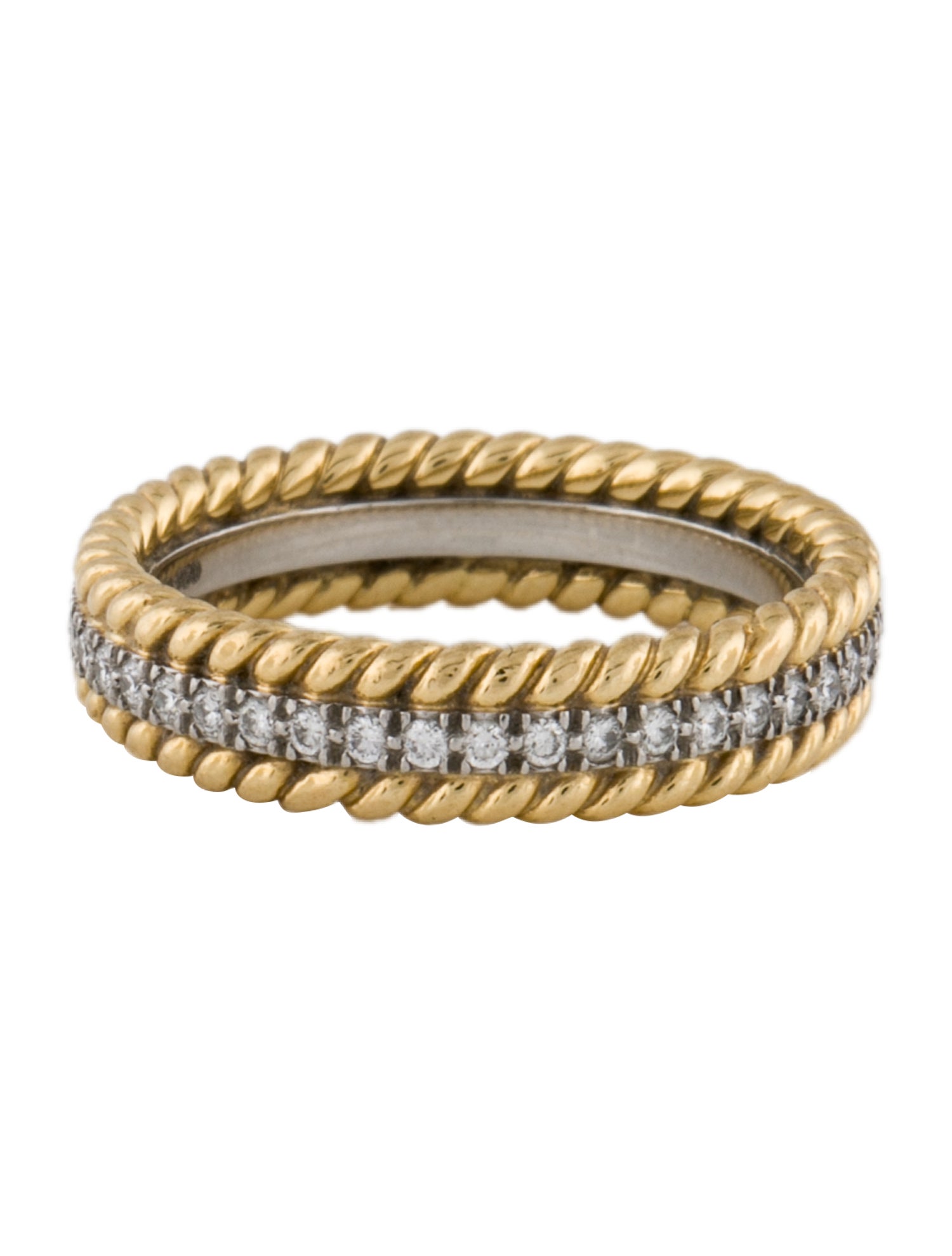Tiffany & Co. 18K Diamond Rope Two Row Ring - 18K Yellow Gold Band ...