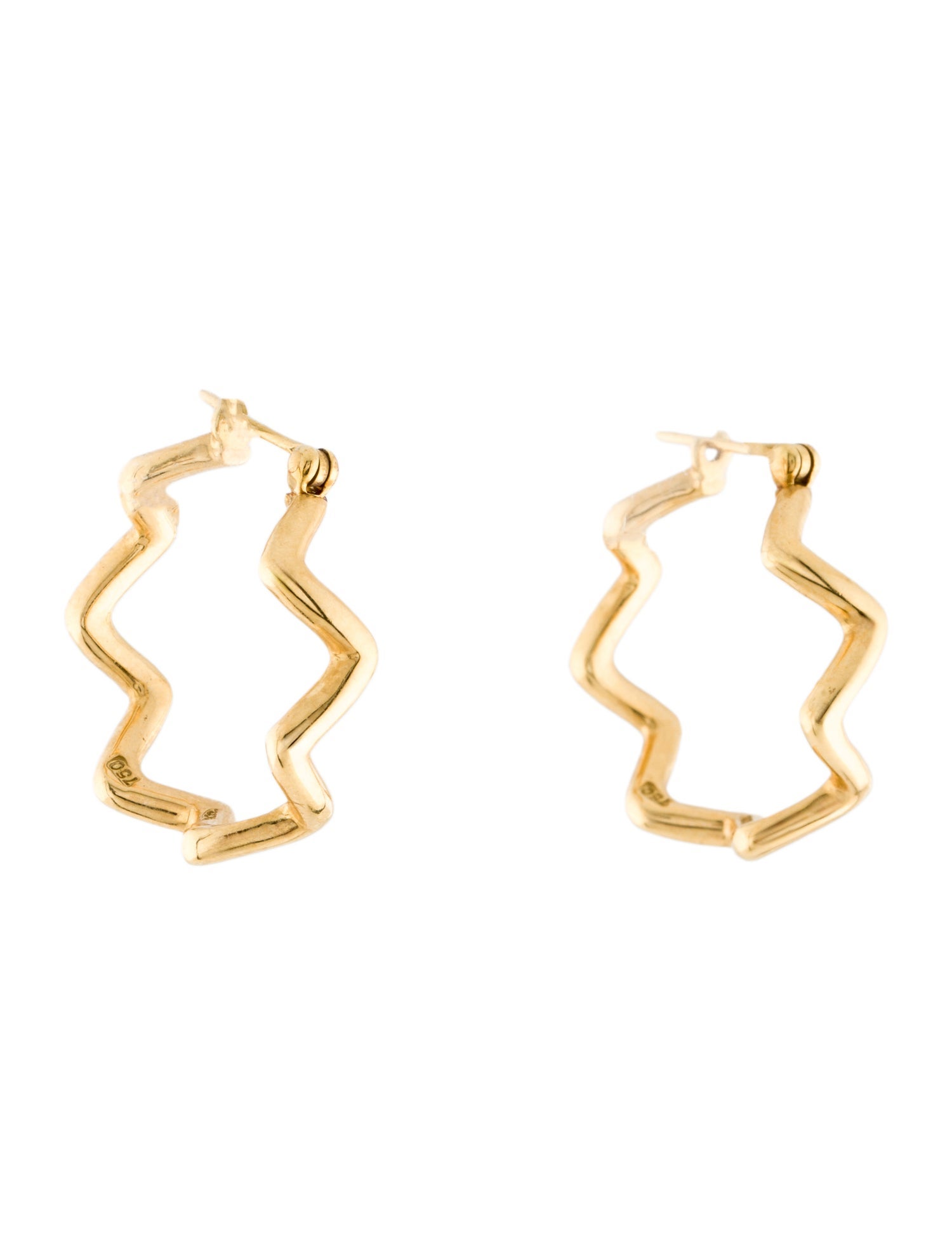 Tiffany & Co. 18K Zig-Zag Hoop Earrings - 18K Yellow Gold Hoop, Earrings - TIF304428 | The RealReal