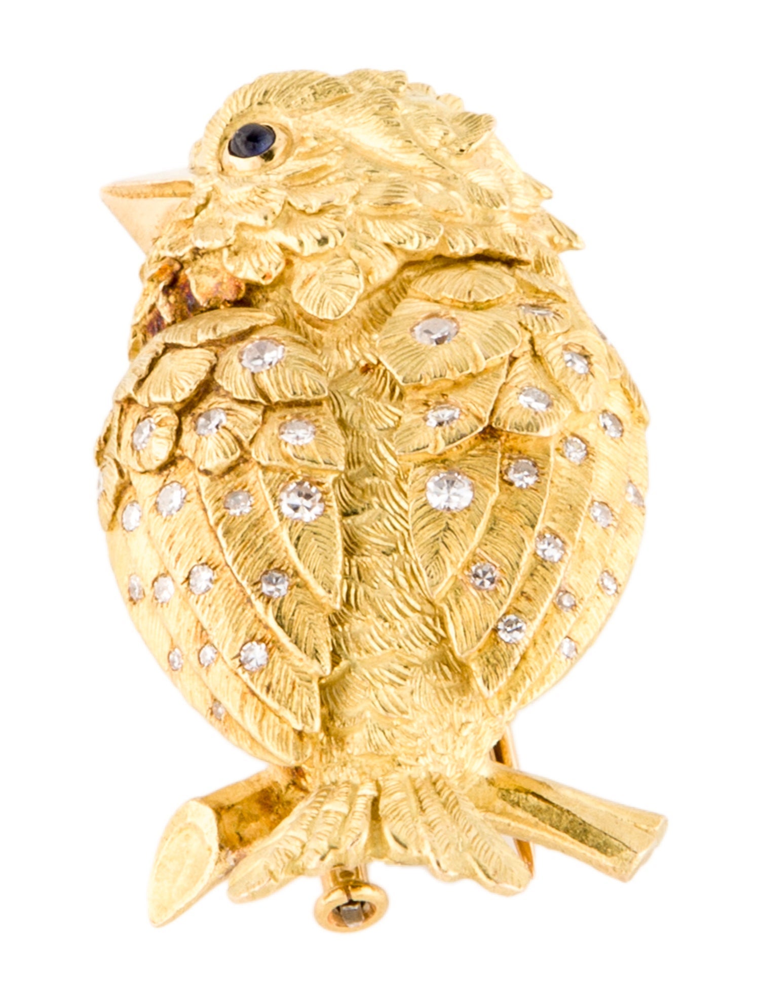 Tiffany & Co. Vintage 18K Sapphire & Diamond Bird Brooch - 18K Yellow ...