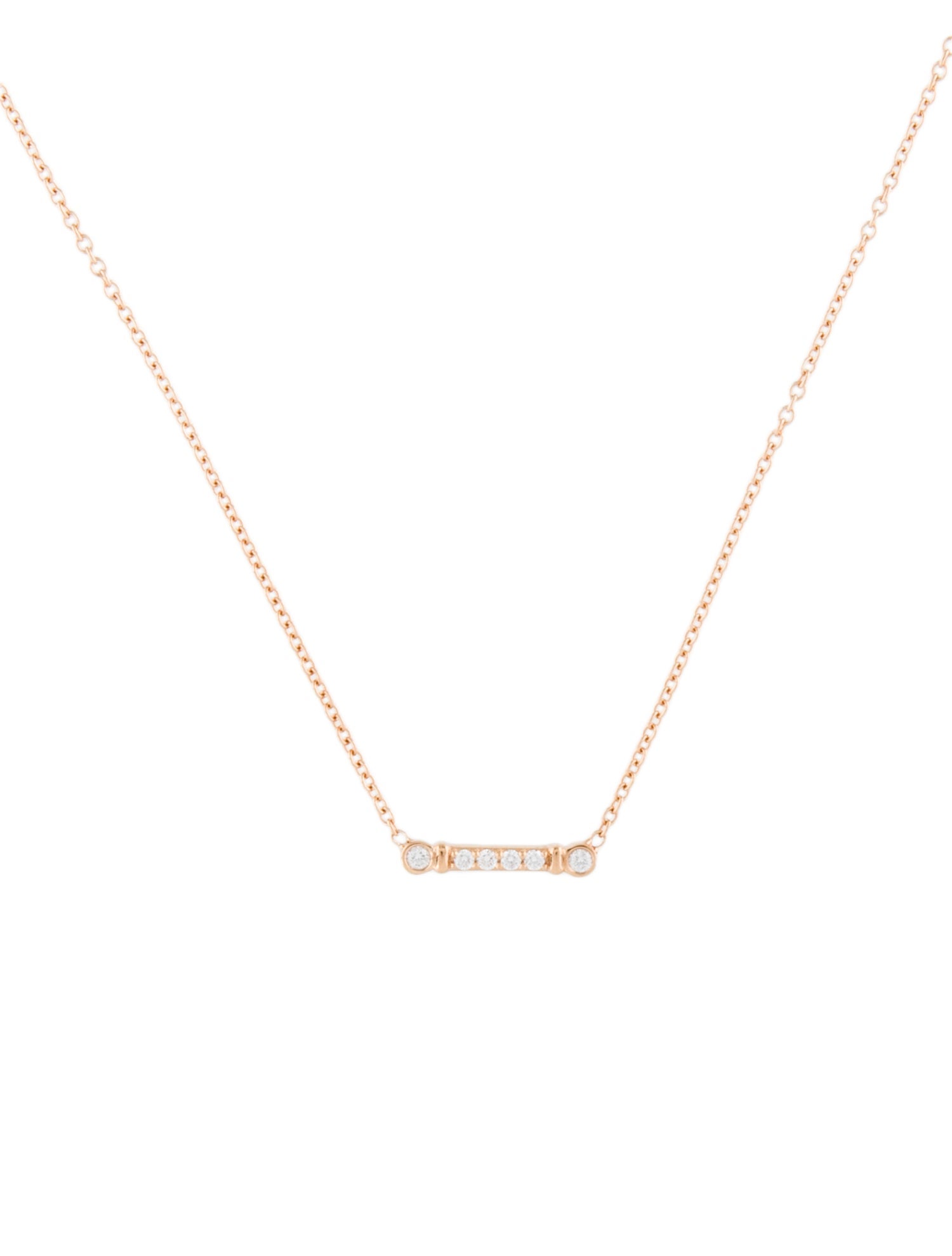 Tiffany & Co. 18K Diamond Key Bar Pendant Necklace - 18K Rose Gold Chain, Necklaces - TIF305767 ...
