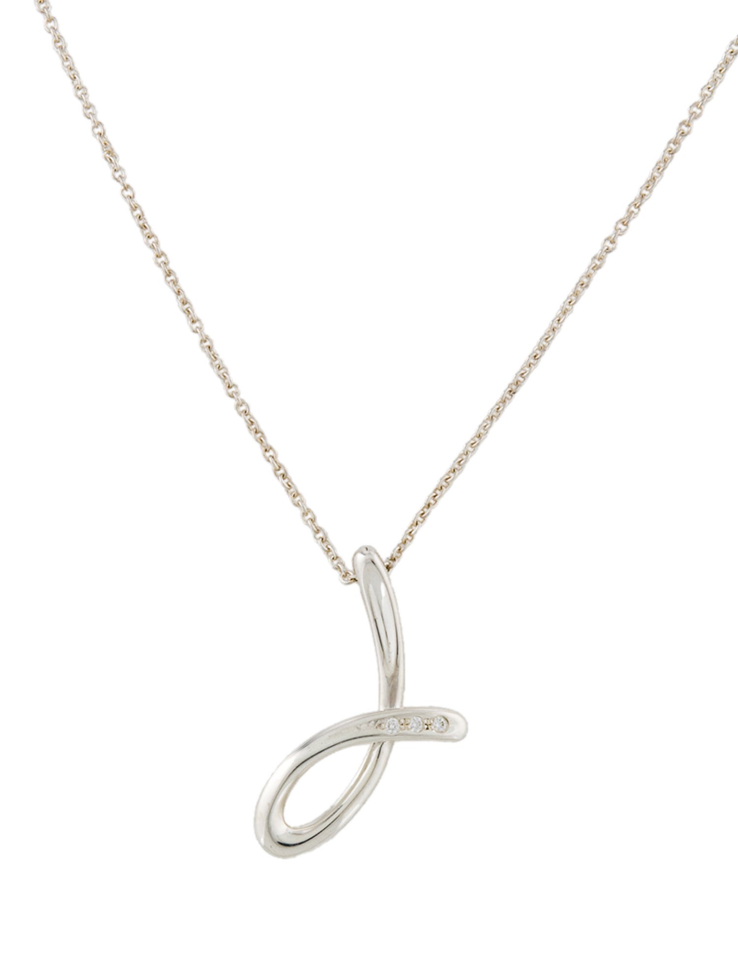 Tiffany & Co. Diamond Alphabet Letter "J " Pendant - Sterling Silver ...