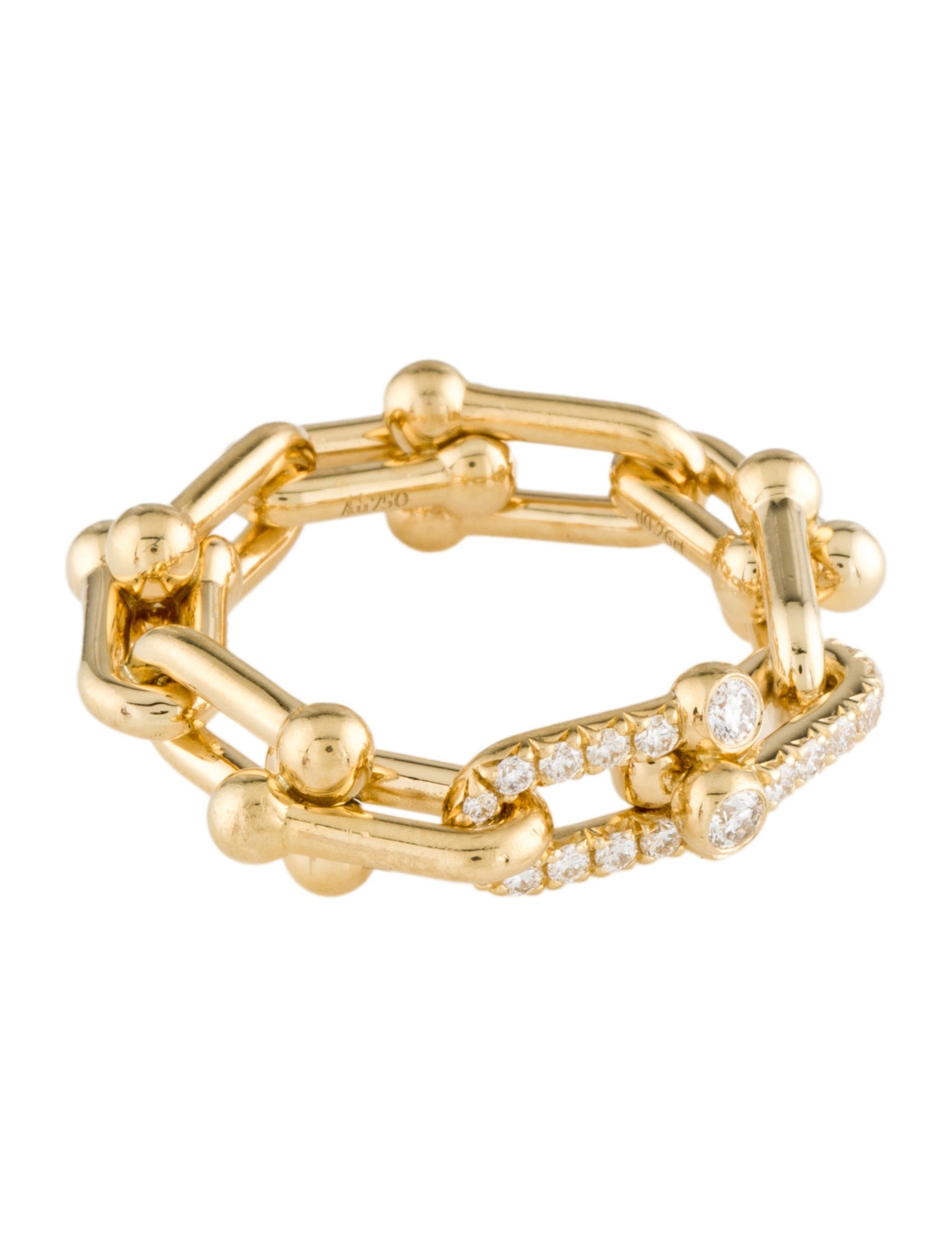 Tiffany & Co. 18K Diamond Small Link Ring - 18K Yellow Gold Band, Rings ...