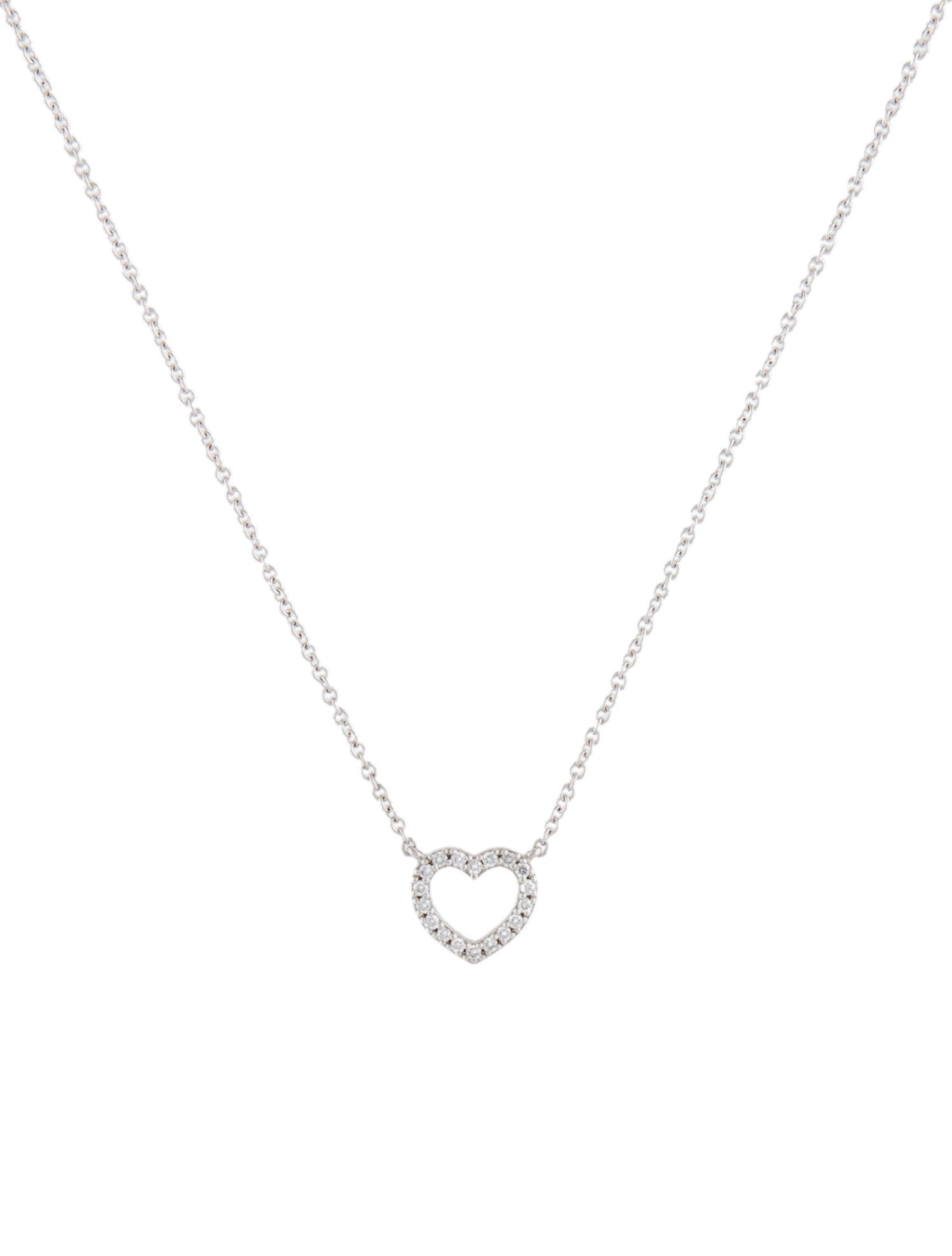 Tiffany & Co. 18K Diamond Hearl Pendant Necklace - Rhodium-Plated 18K ...