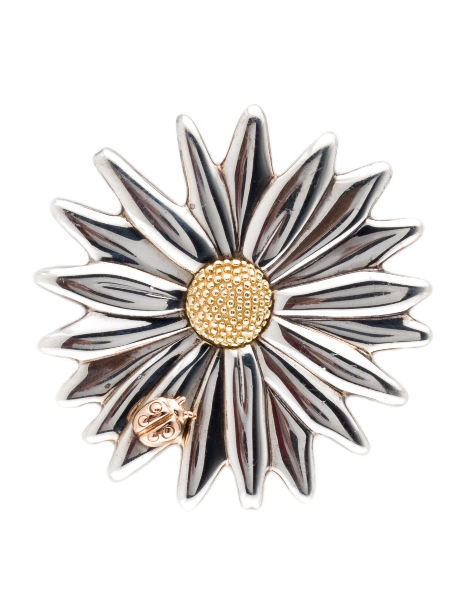 Tiffany & Co. Tri-Color Daisy Brooch Pin - 18K Yellow Gold Pin ...