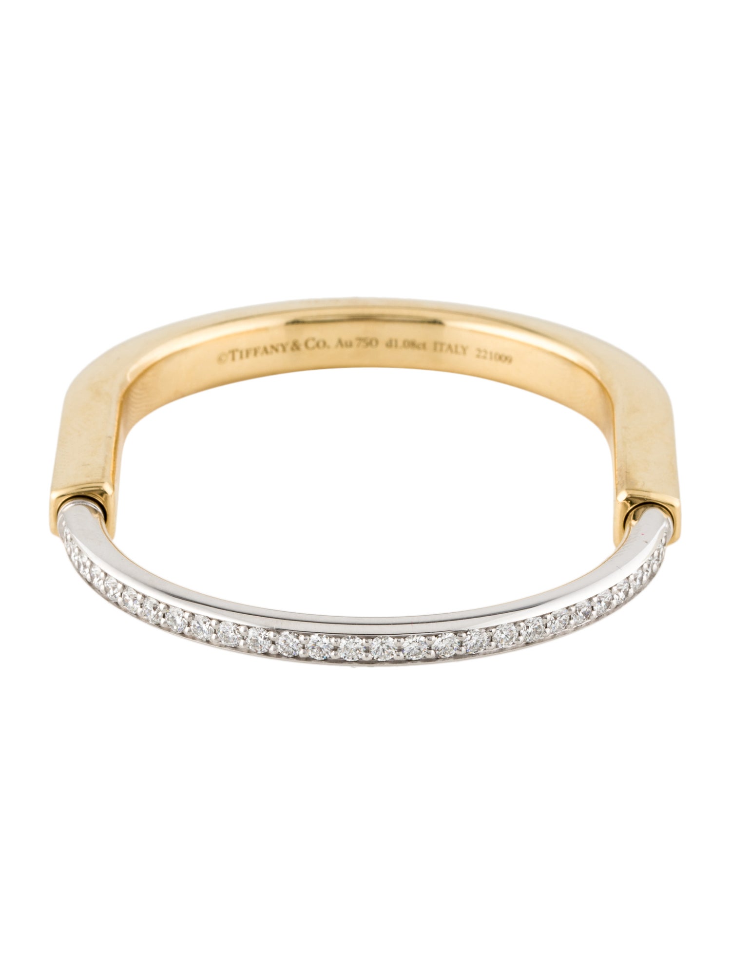 Tiffany & Co. 18K Diamond Lock Bangle - 18K Yellow Gold Bangle ...