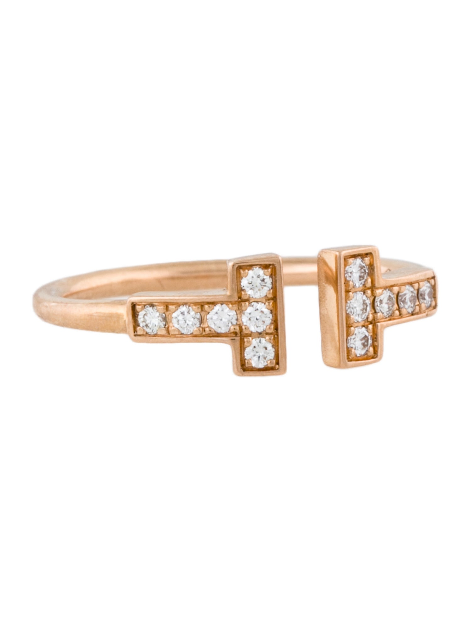 Tiffany & Co. 18K Diamond Tiffany T Diamond Wire Ring - 18K Rose Gold Band, Rings - TIF309175 ...