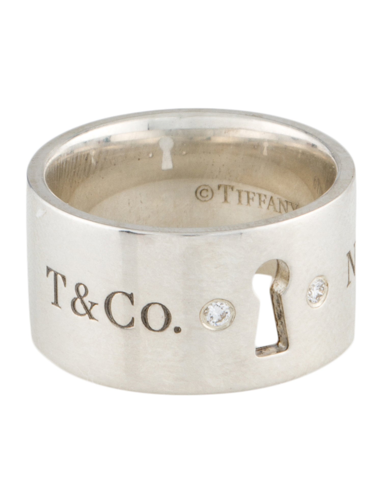 Tiffany & Co. Diamond Locks Wide Ring - Sterling Silver Band, Rings ...