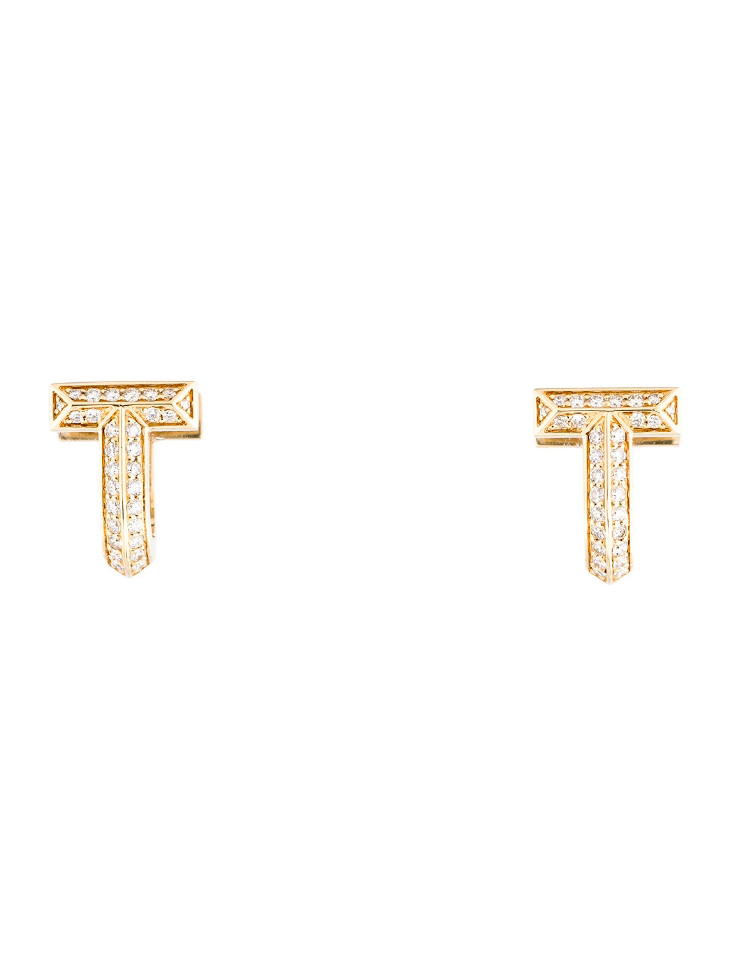 Tiffany & Co. 18K Diamond Tiffany T Hoop Earrings - 18K Yellow Gold ...
