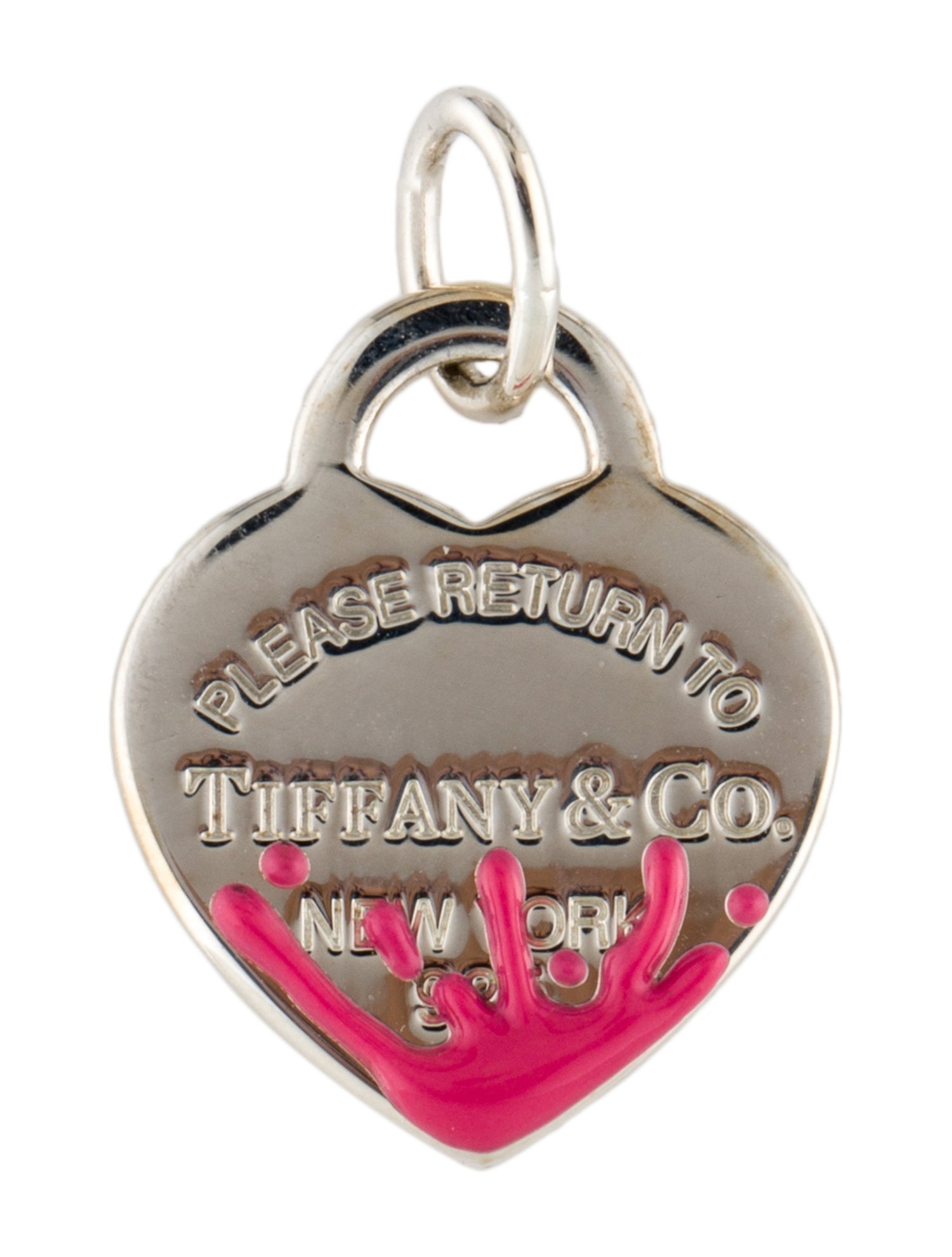 Tiffany & Co. Enamel Splash Heart Tag Charm - Pink, Sterling Silver ...