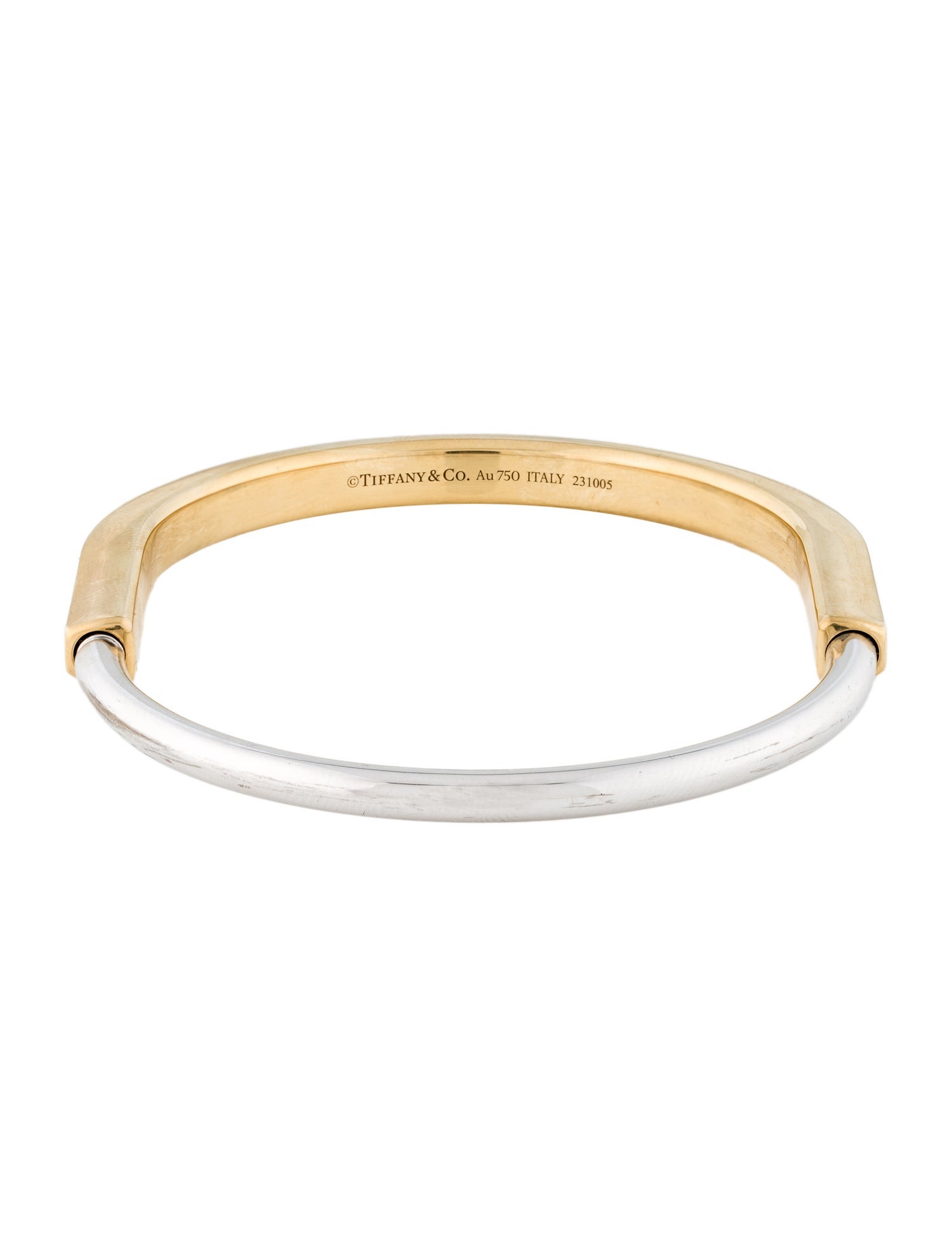 Tiffany & Co. 18K Lock Bangle Bracelet - 18K Yellow Gold Bangle ...