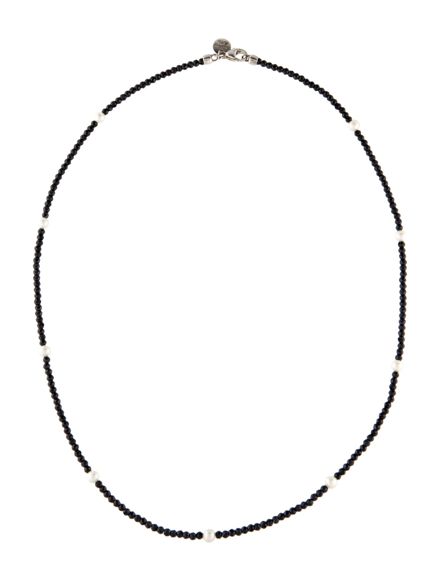 Tiffany & Co. Pearl & Spinel Beaded Necklace - Sterling Silver Bead ...