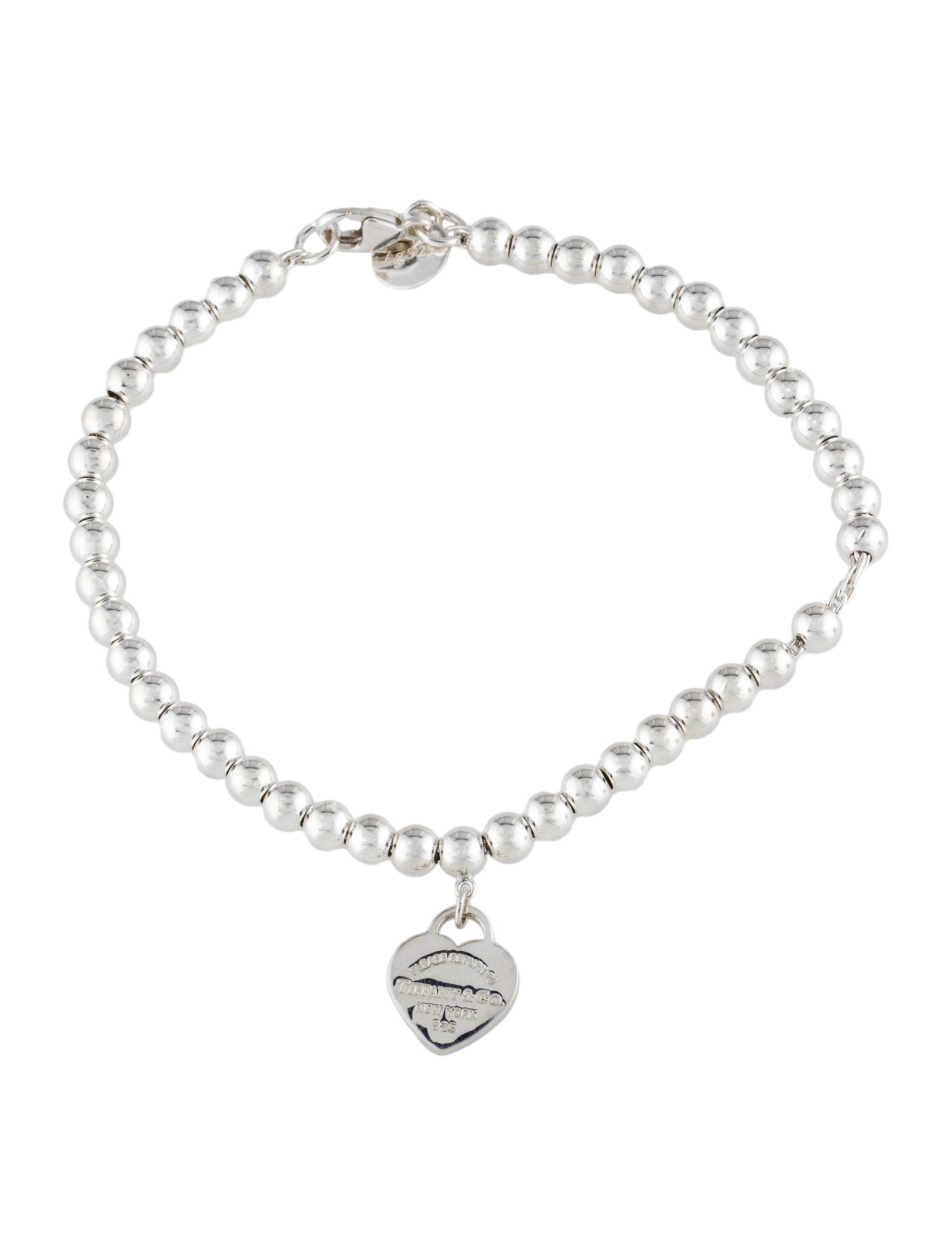 Tiffany & Co. Enamel Heart Tag Bead Bracelet - Blue, Sterling Silver ...