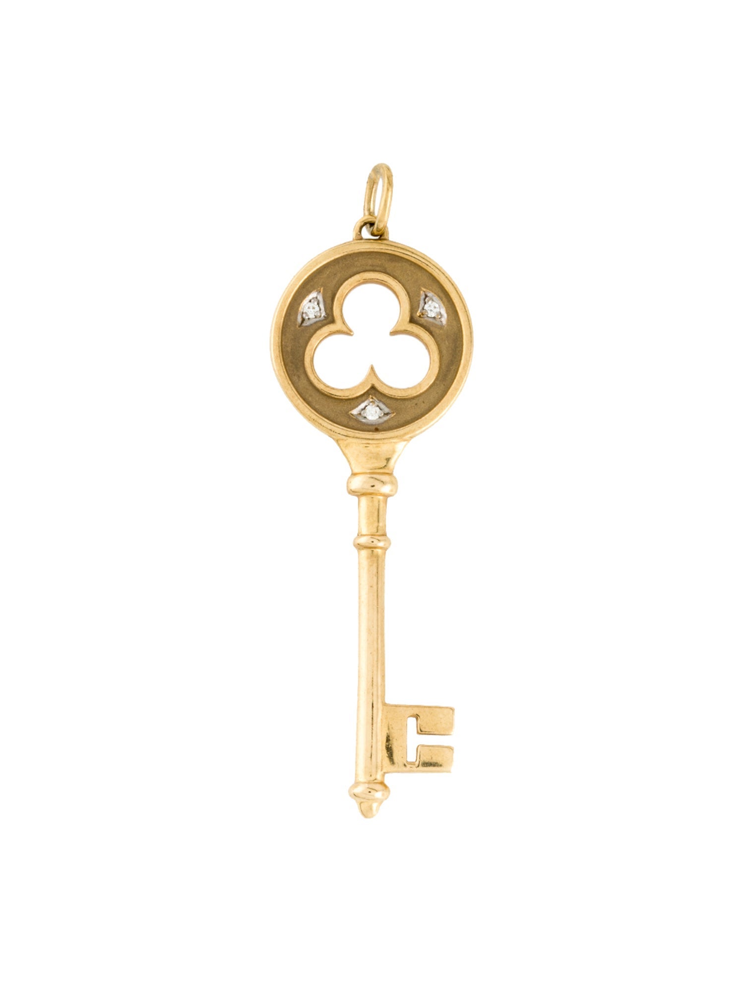 Tiffany & Co. 18K Diamond Large Clover Key Pendant - 18K Yellow Gold ...