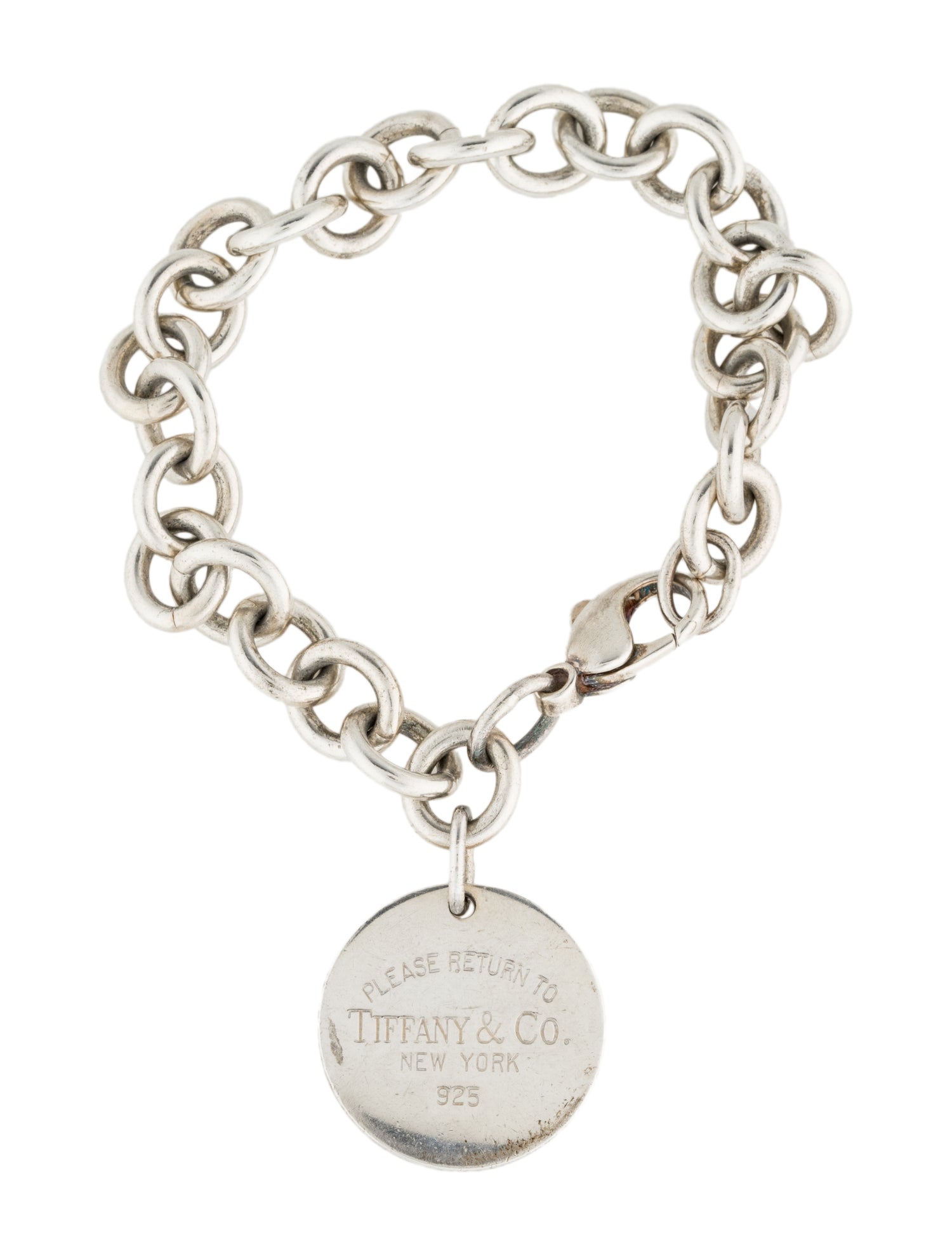 Tiffany & Co. Round Tag Charm Link Bracelet - Sterling Silver Charm ...