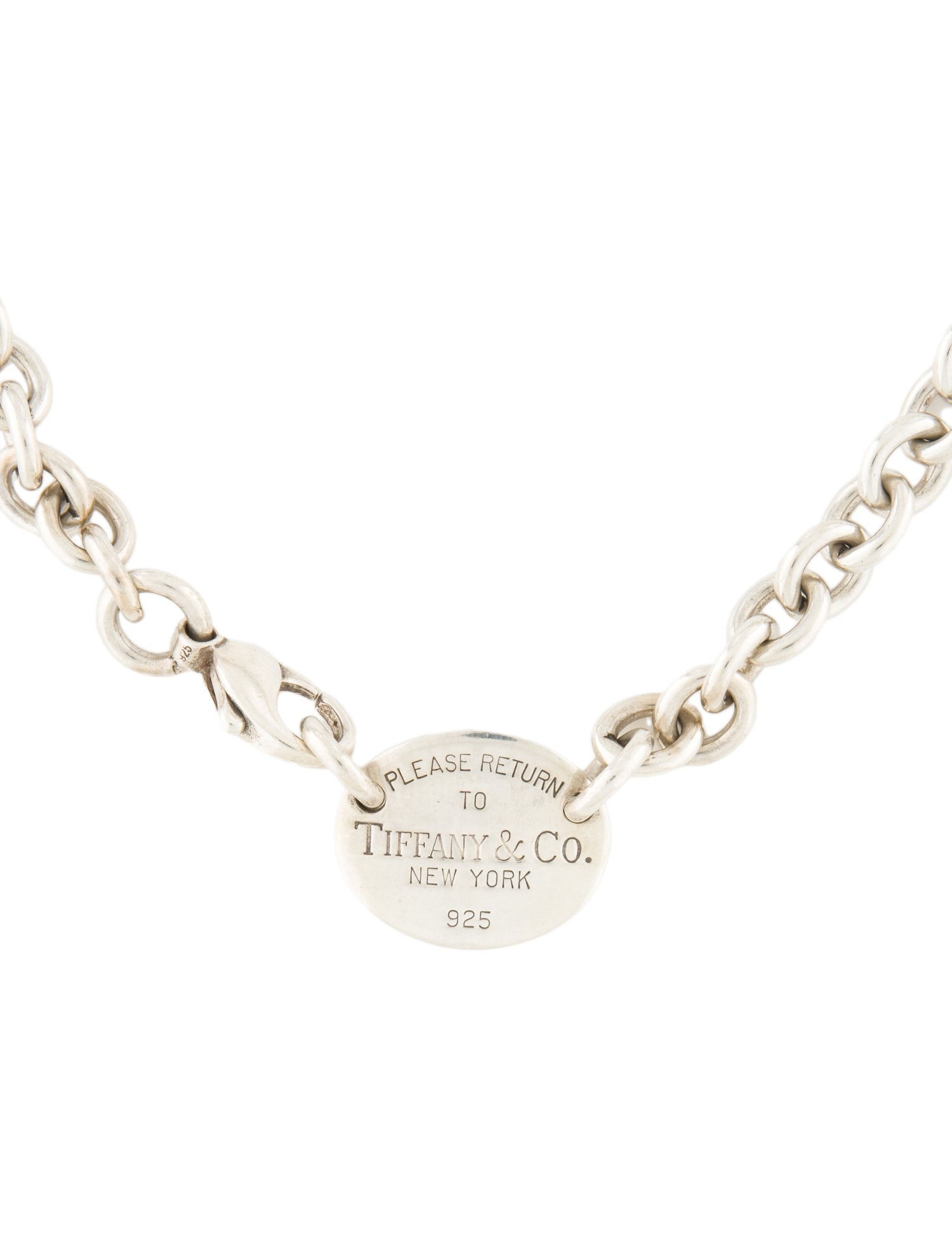 Tiffany & Co. Oval Tag Choker Necklace - Sterling Silver Collar ...