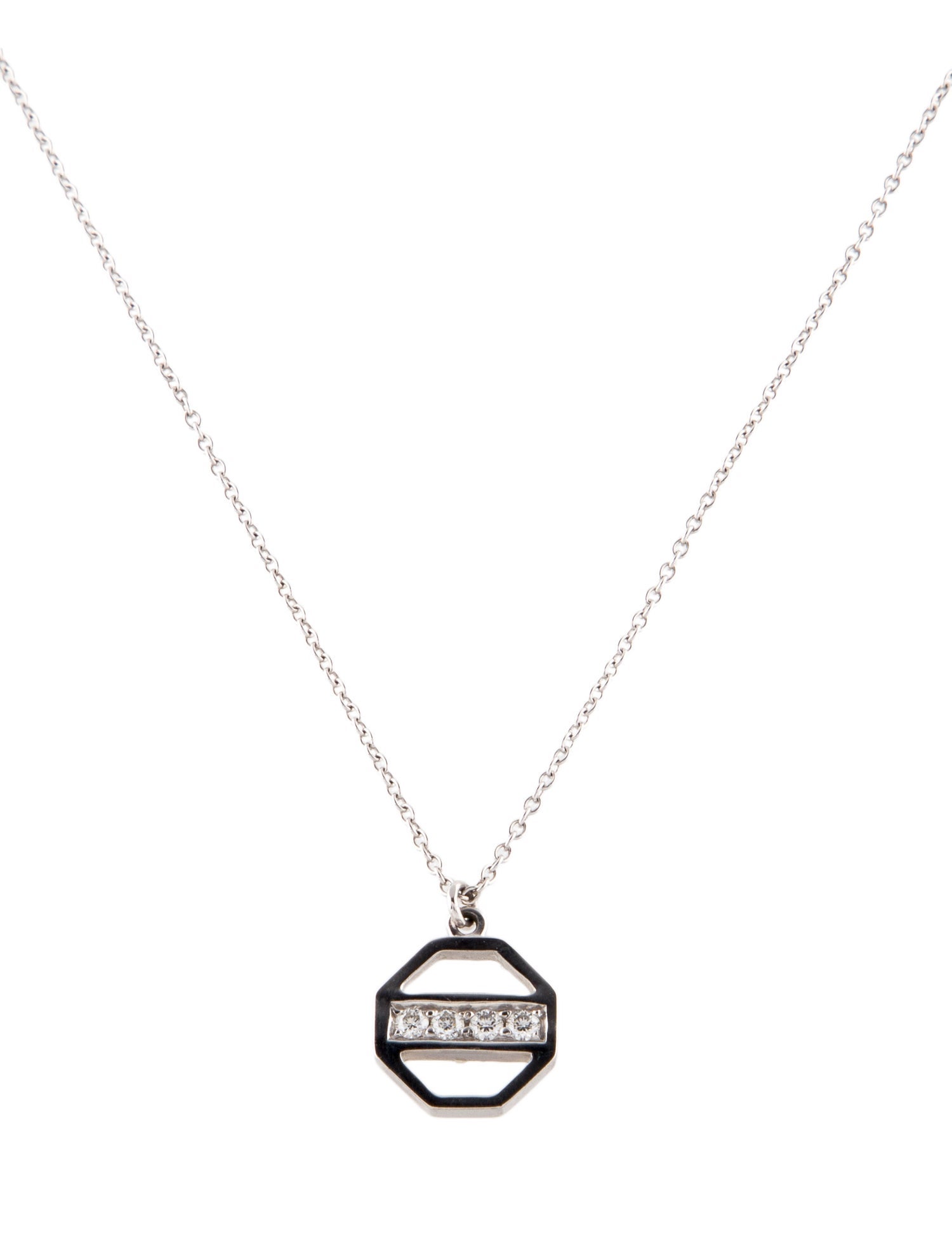 Tiffany & Co. 18K Diamond Octagon Pendant Necklace - Rhodium-Plated 18K ...
