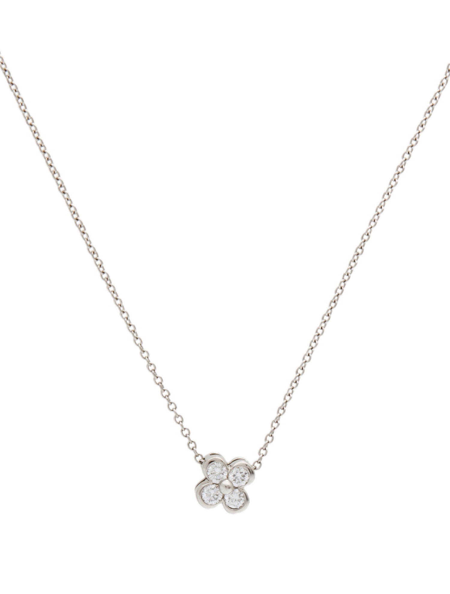 Tiffany & Co. Platinum Diamond Clover Pendant Necklace - 18K Yellow ...