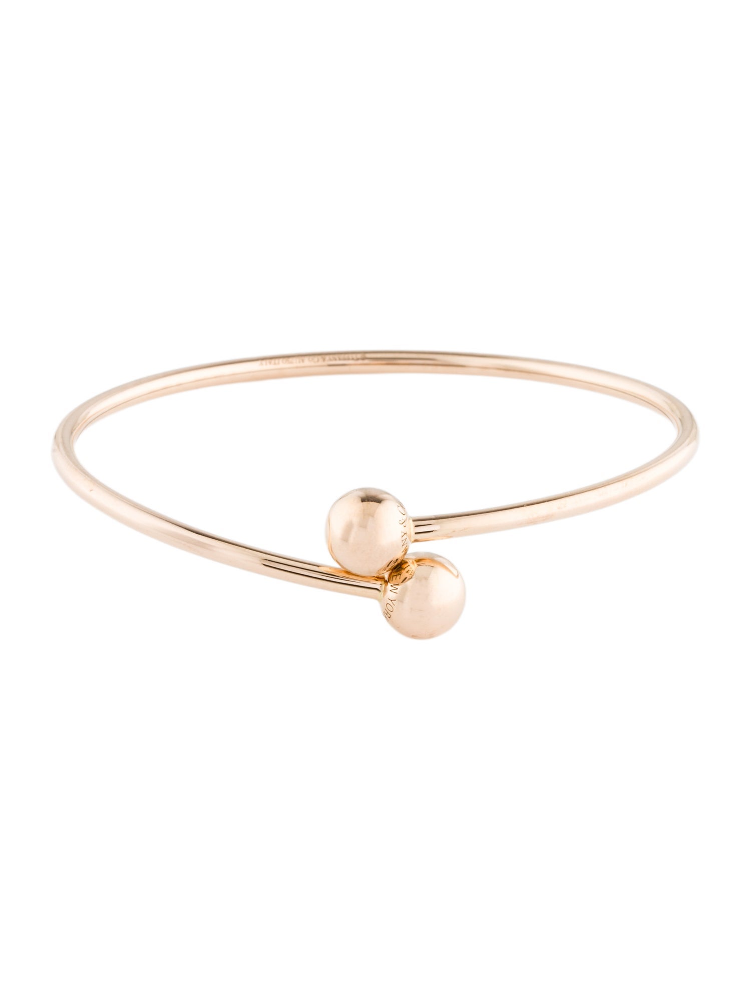 Tiffany & Co. 18K Ball Bypass Bracelet - 18K Rose Gold Bangle ...