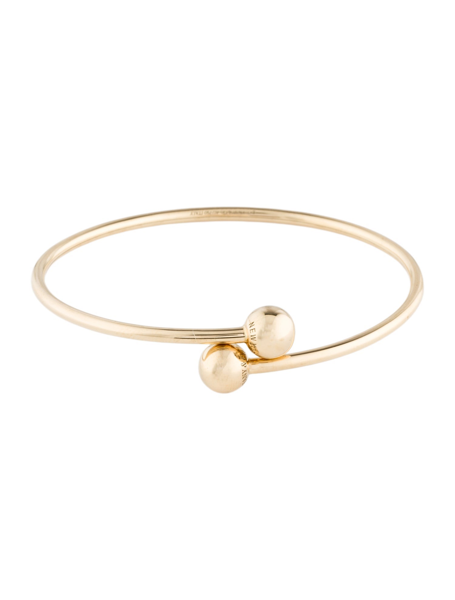 Tiffany & Co. 18K Ball Bypass Bracelet - 18K Yellow Gold Bangle ...