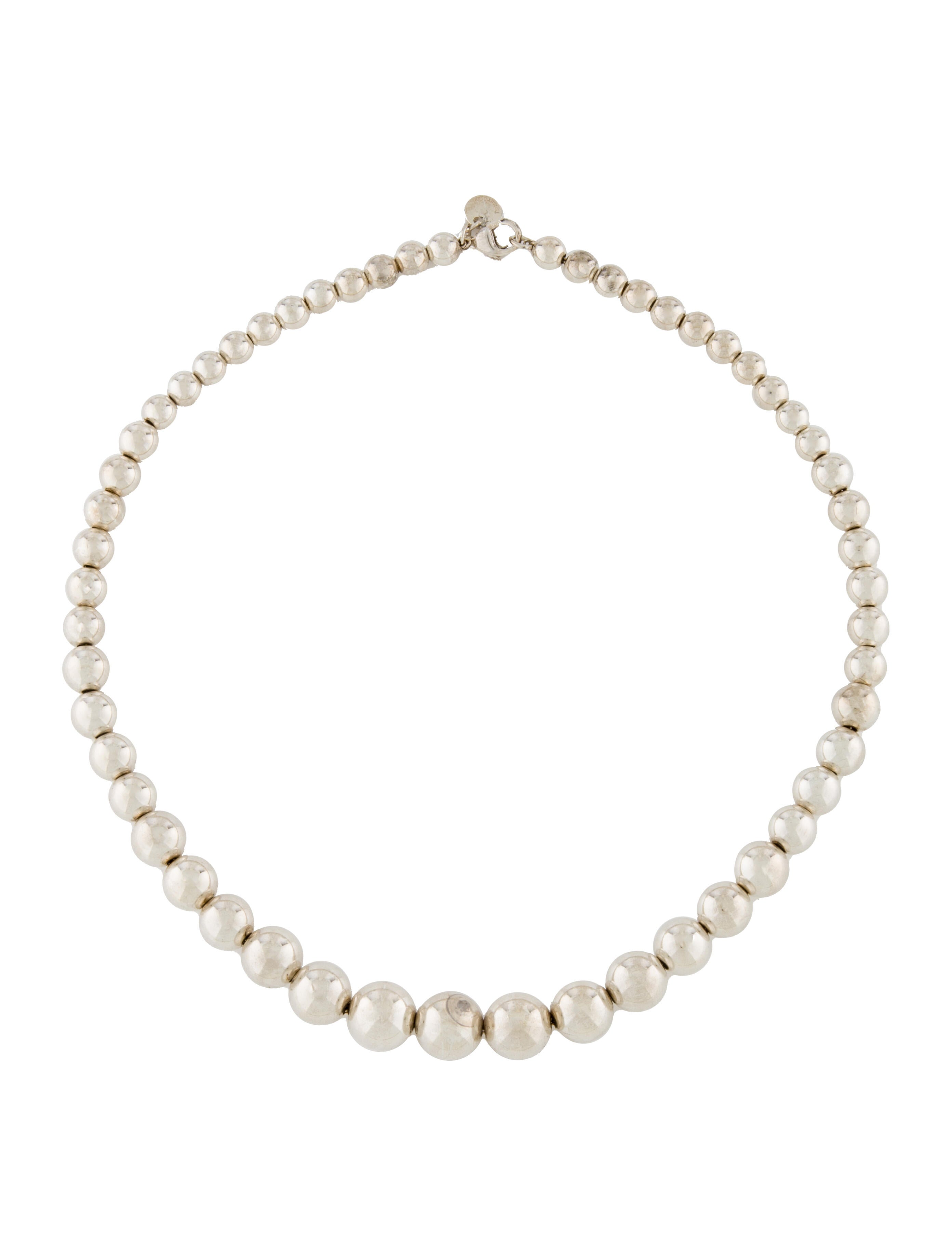 Tiffany & Co. Graduated Ball Necklace - Sterling Silver Bead Strand ...