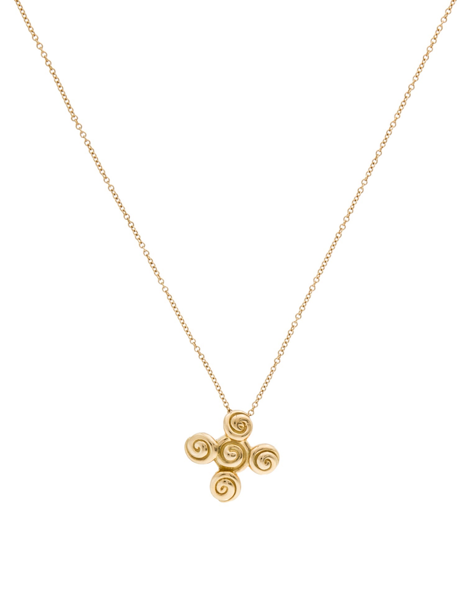 Tiffany & Co. 18K Spiro Swirl Rosebud Cross Pendant Necklace - 18K ...