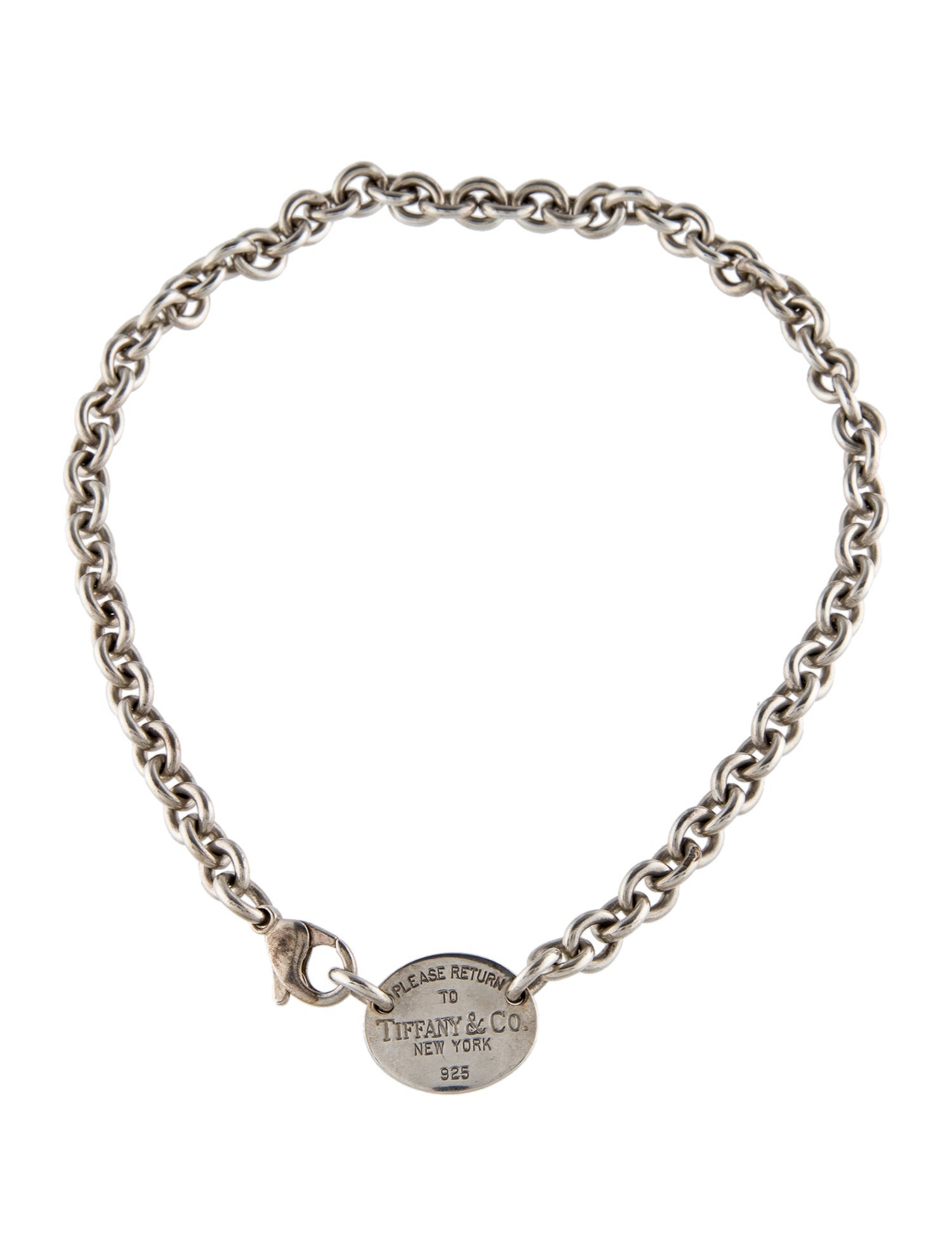 Tiffany & Co. Oval Tag Choker Necklace - Sterling Silver Choker ...