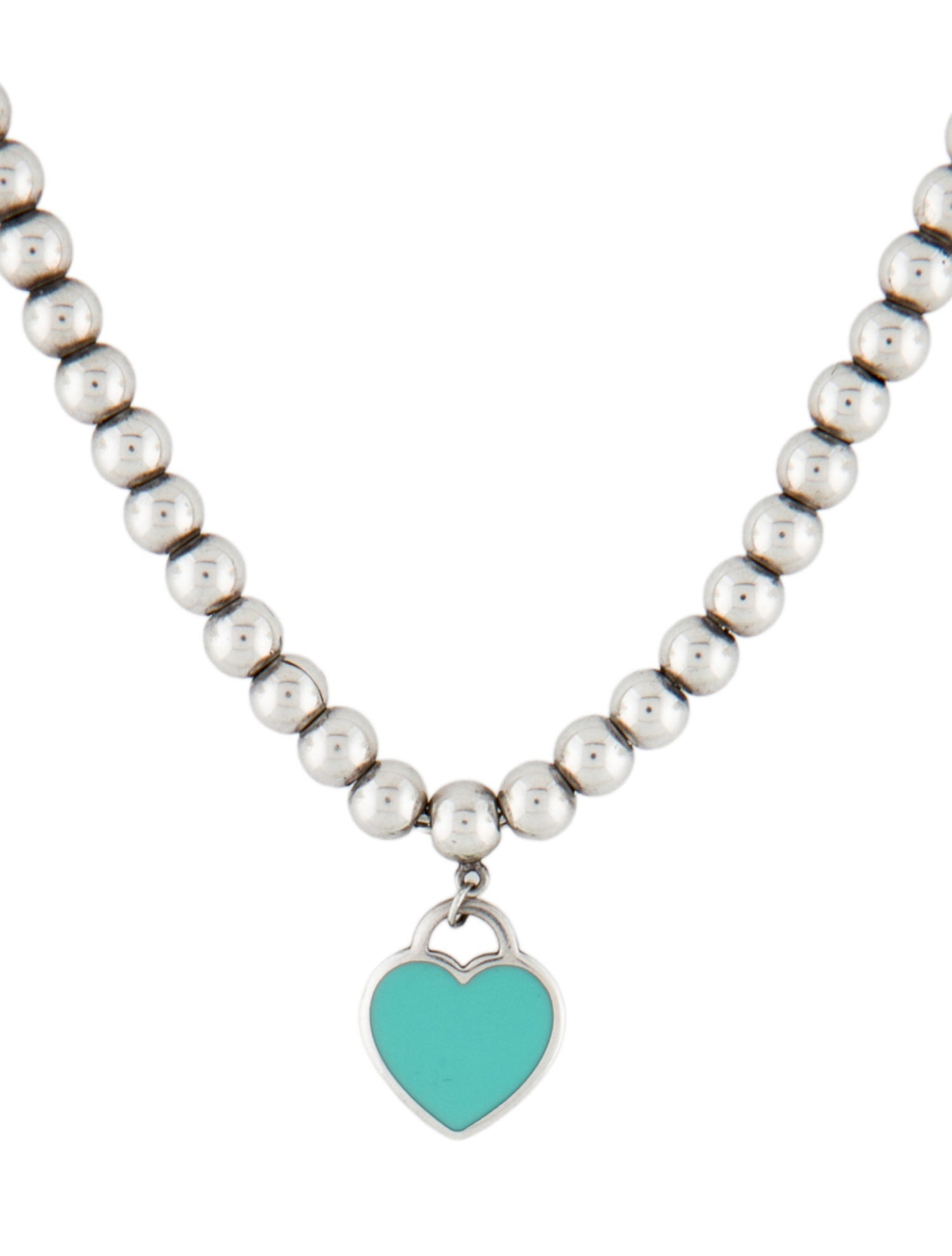 Tiffany & Co. Tiffany Blue® Enamel Heart Tag Bead Necklace - Blue ...