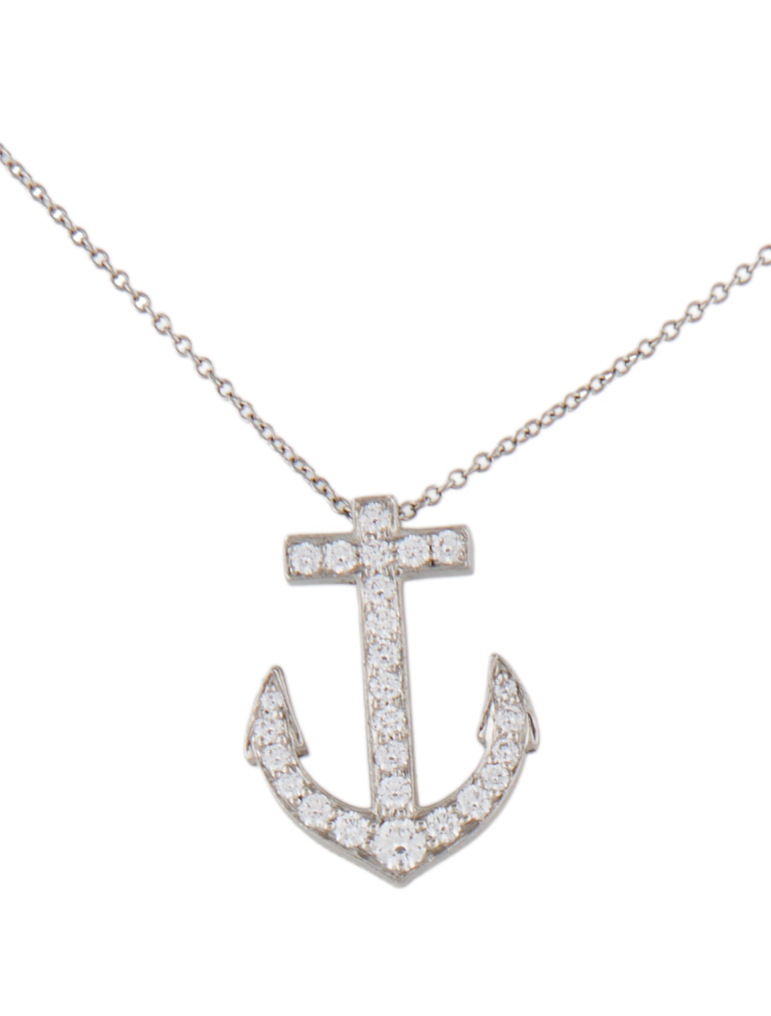 Tiffany & Co. Platinum Diamond Anchor Pendant Necklace - 950 Platinum ...