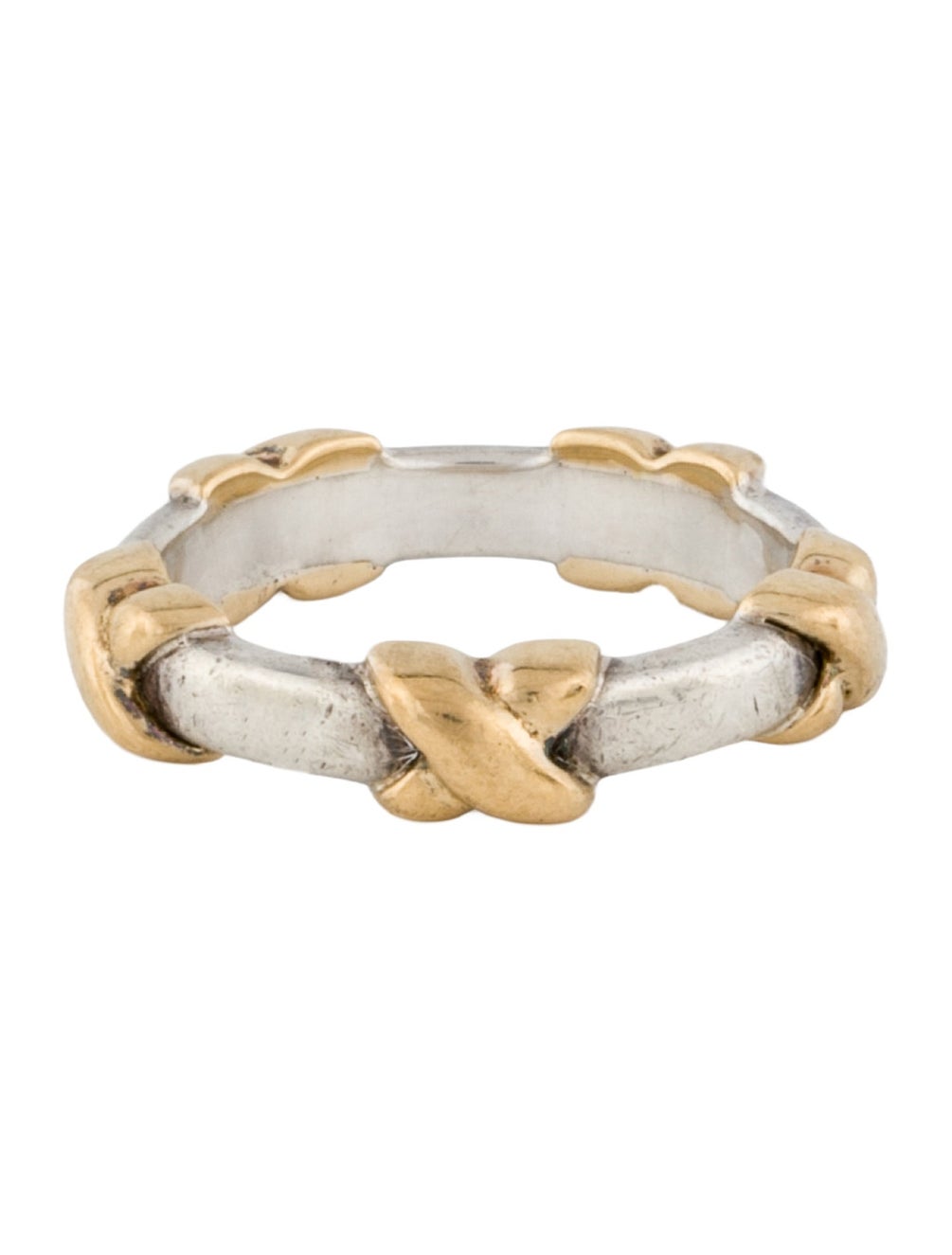 Tiffany & Co. Vintage Two-Tone X Band Ring - Band, Rings - TIF330725 ...