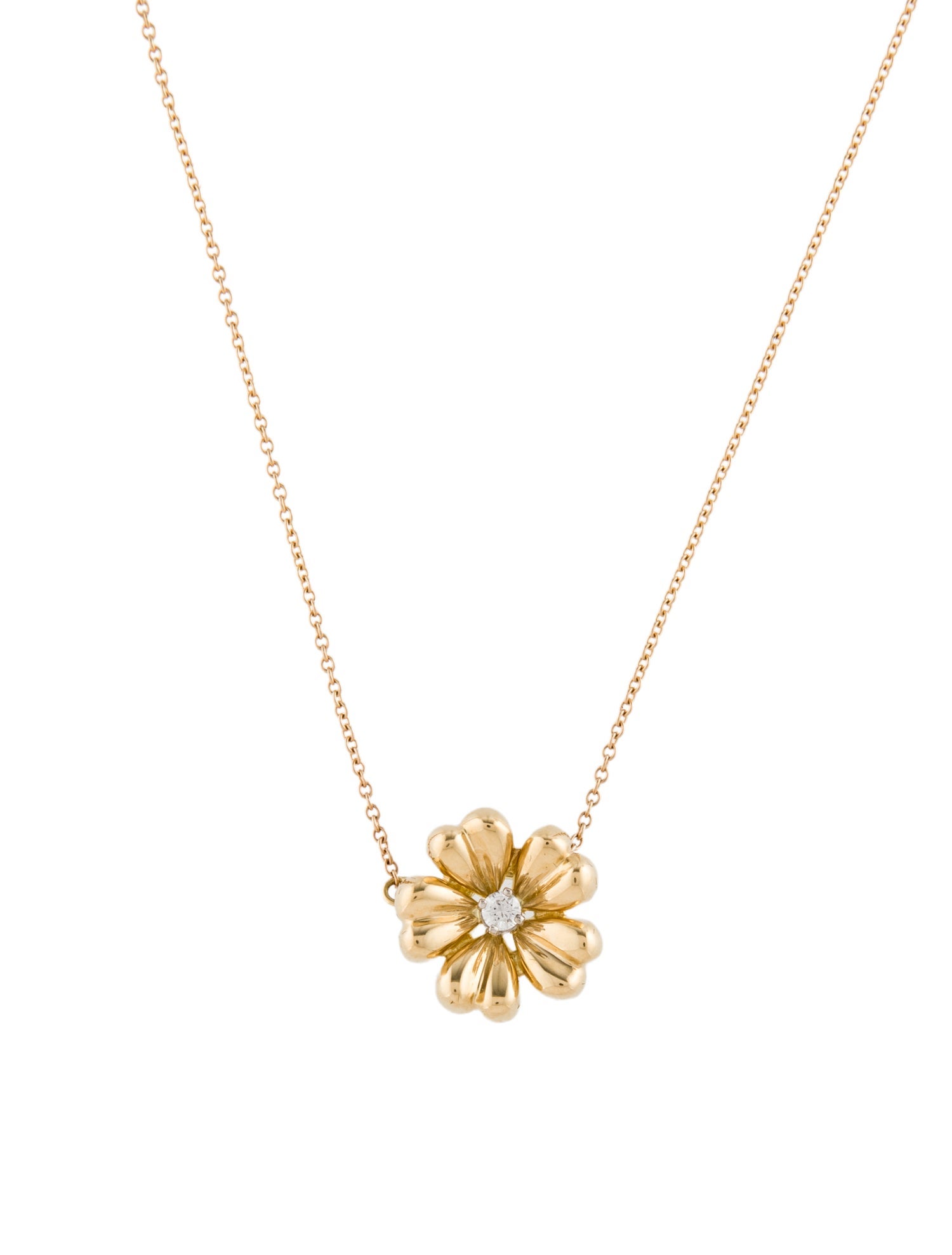 Tiffany & Co. 18K Diamond Flower Pendant Necklace - Pendant Necklace ...