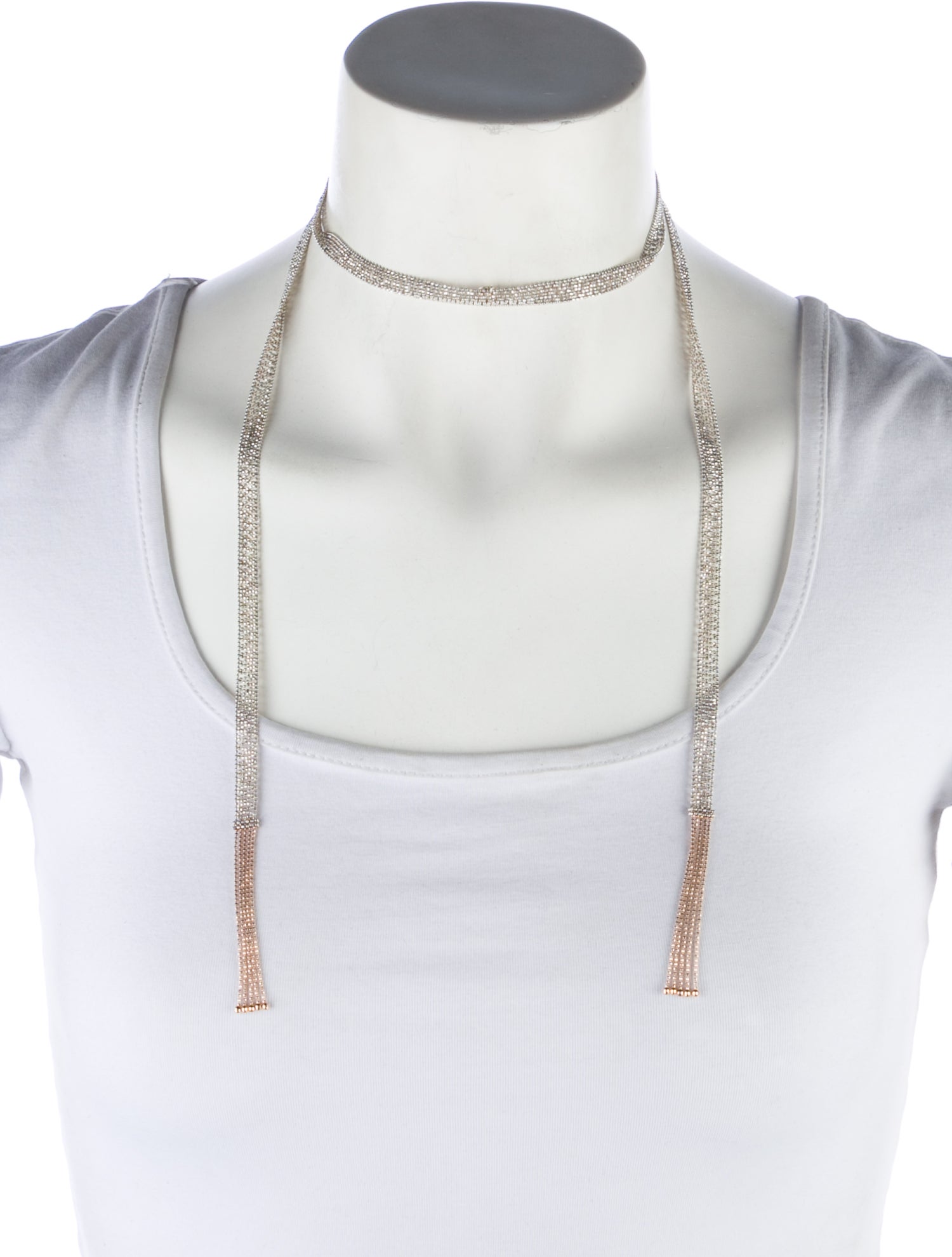 Tiffany & Co. Two-Tone Thin Fringe Necklace - Chain, Necklaces ...