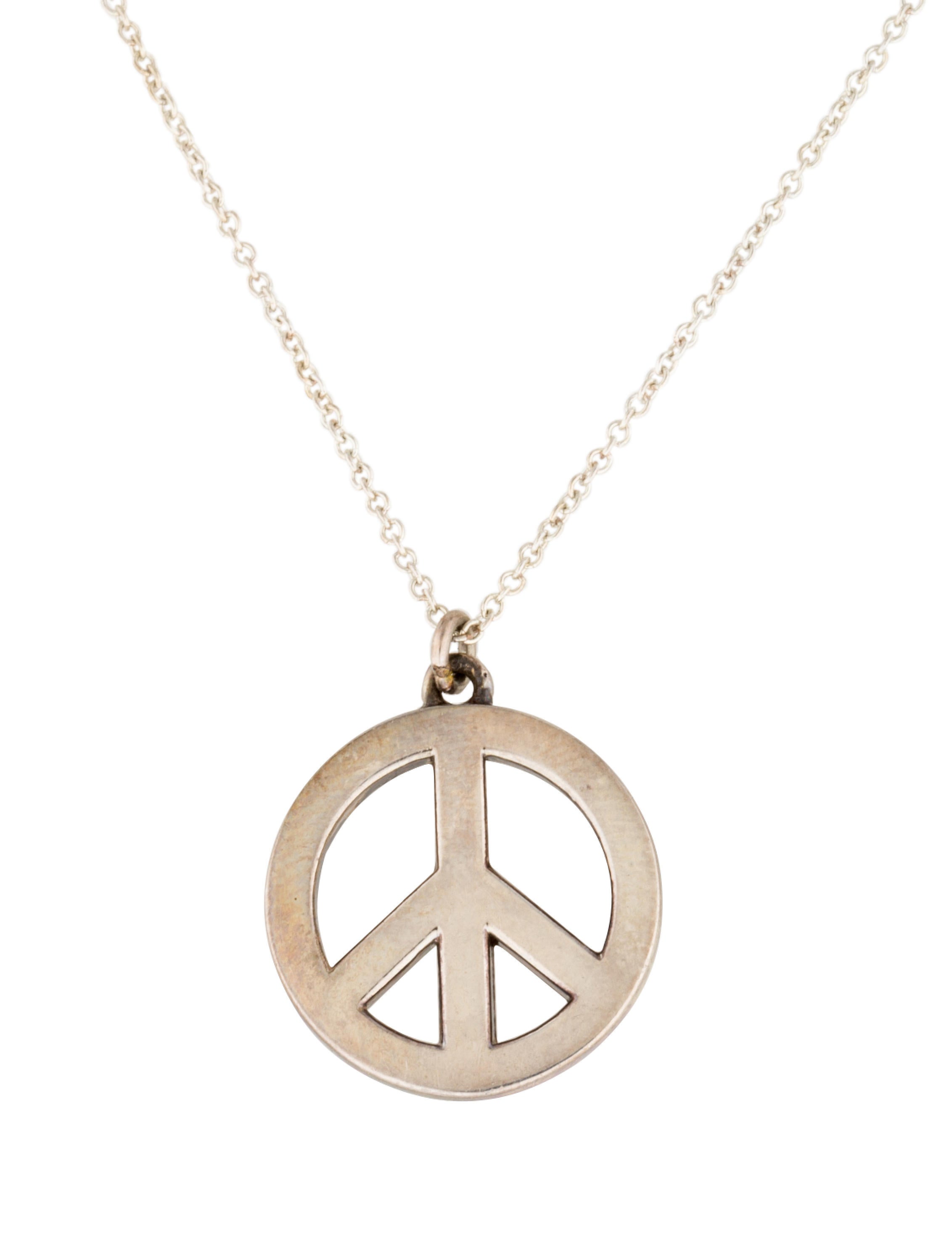 Tiffany & Co. Peace Sign Pendant Necklace - Sterling Silver Pendant ...