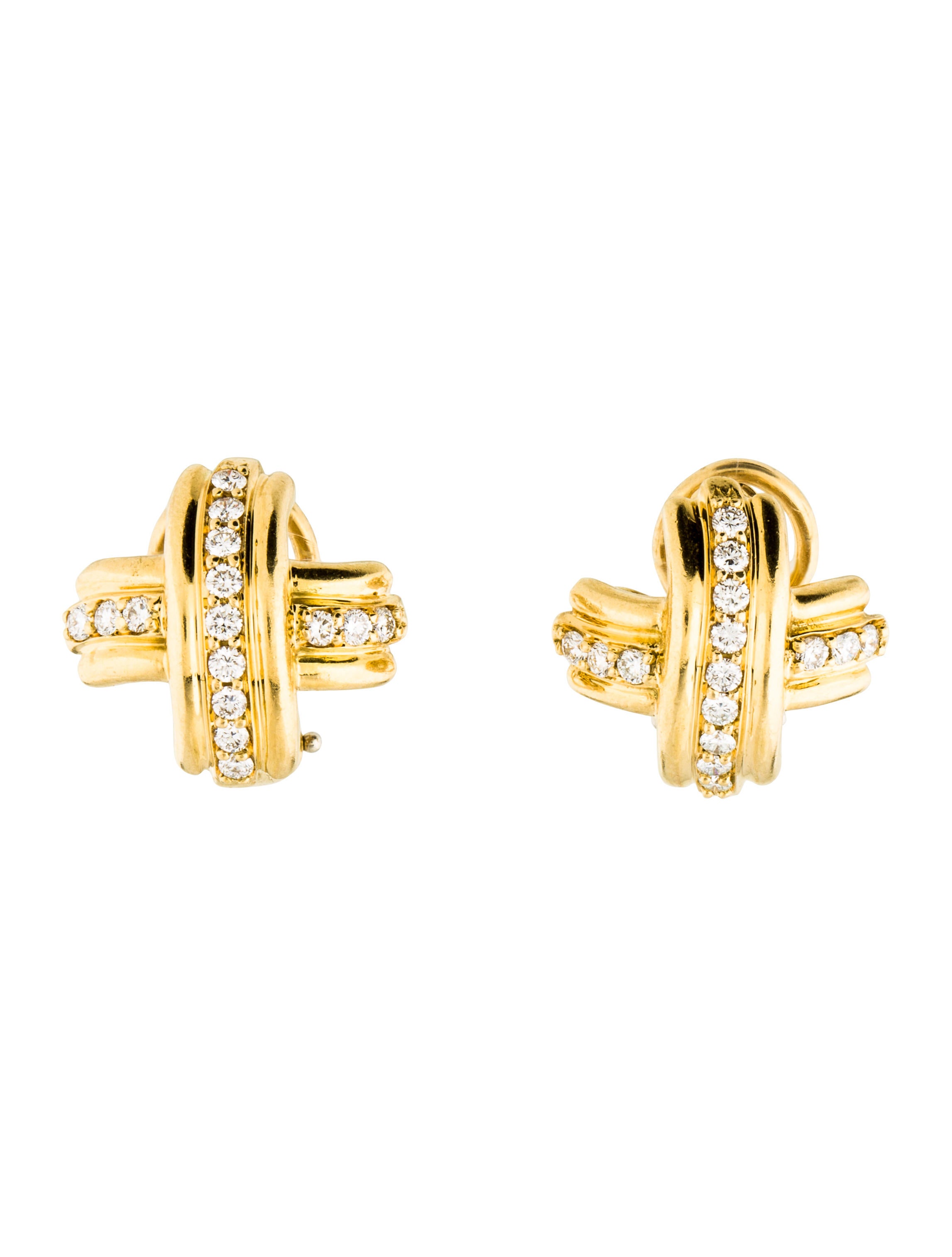 Tiffany & Co. Signature X Diamond Earrings - Gold, 18K White Gold ...