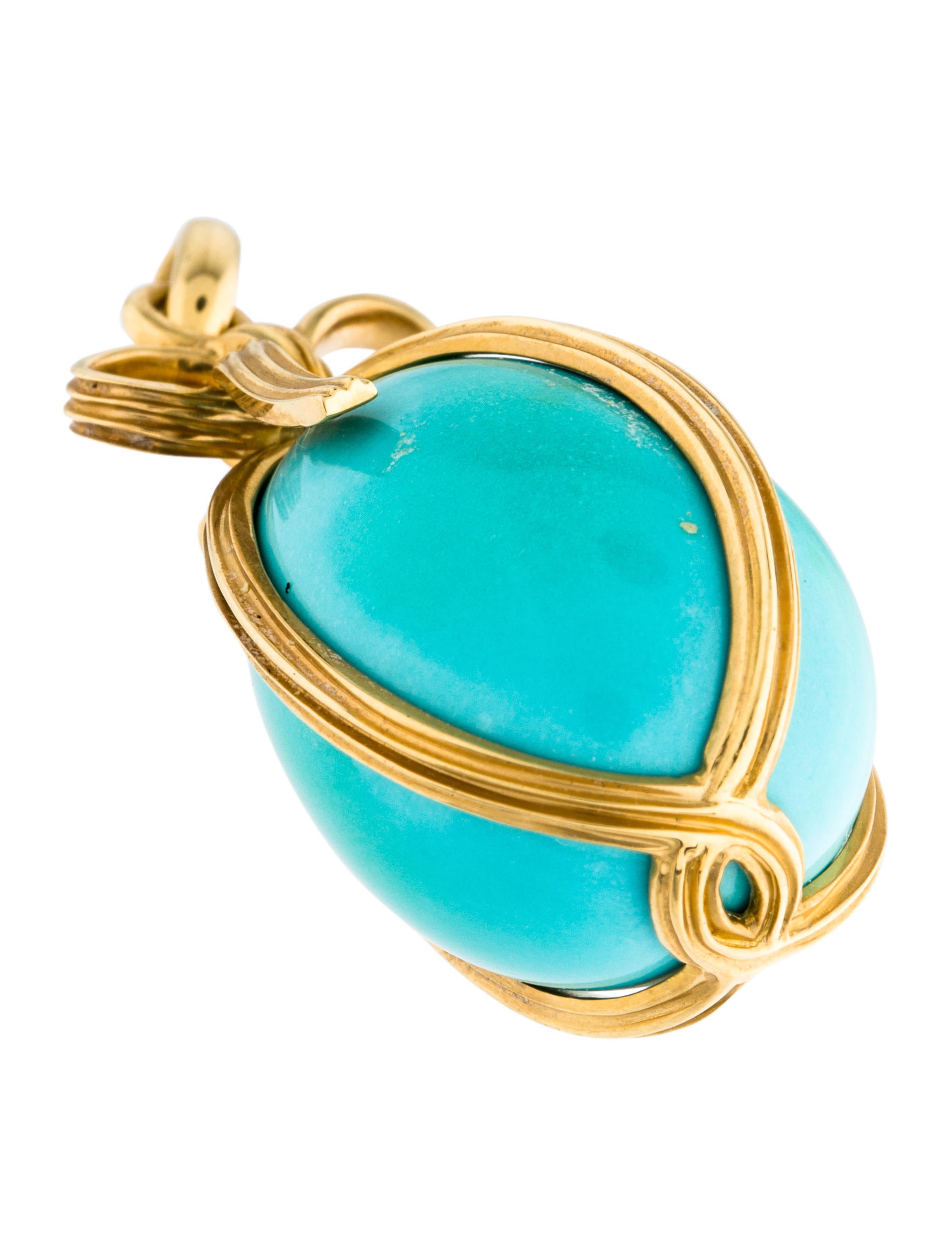 Tiffany & Co. 18K Schlumberger Turquoise Egg Pendant - Pendant Necklace ...