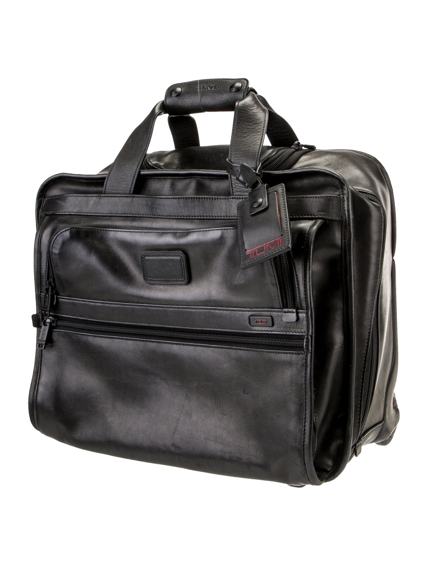 Tumi Leather Rolling Suitcase - Black Luggage and Travel, Handbags ...