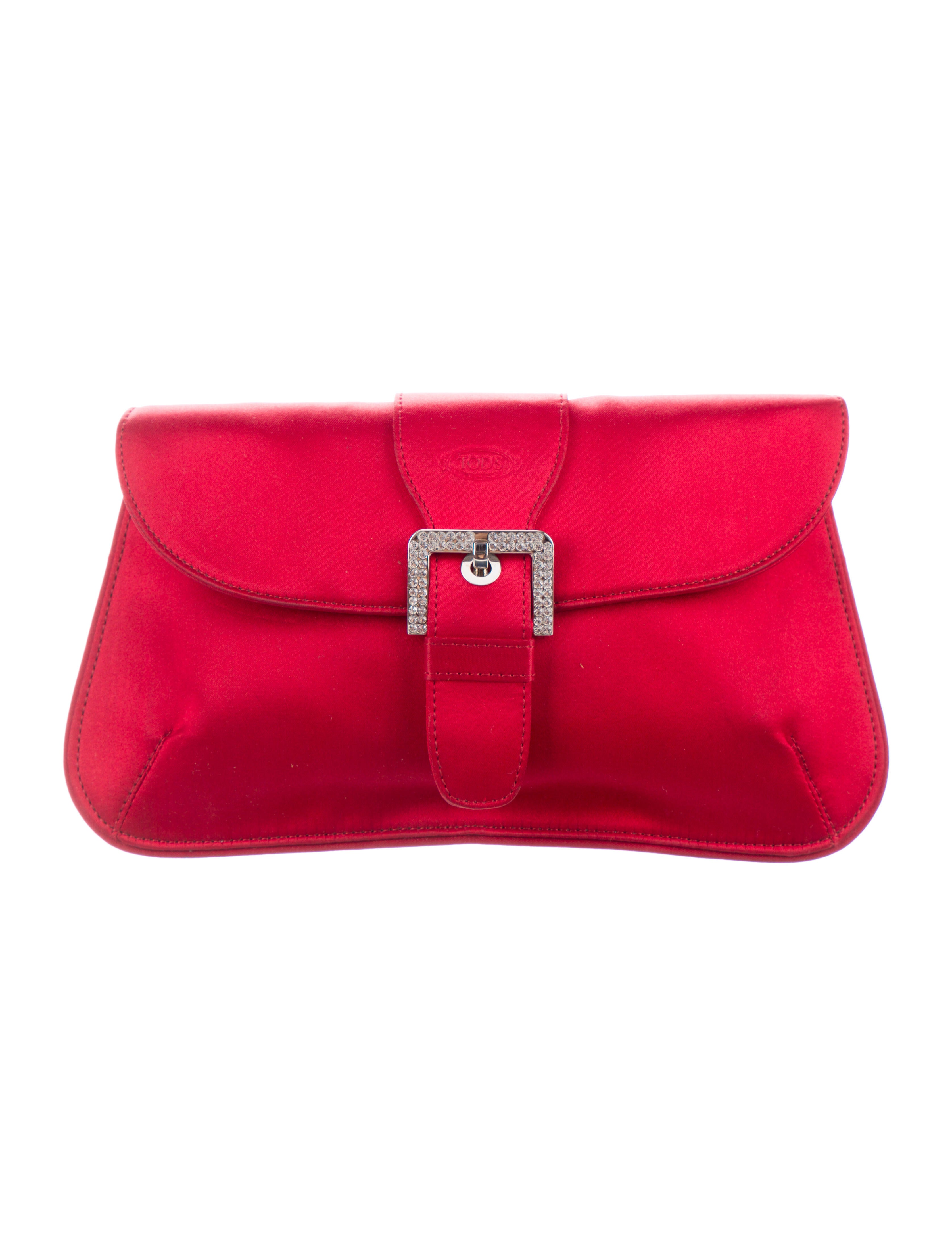 Tod's Satin Jeweled Clutch - Red Clutches, Handbags - TOD117744 | The ...