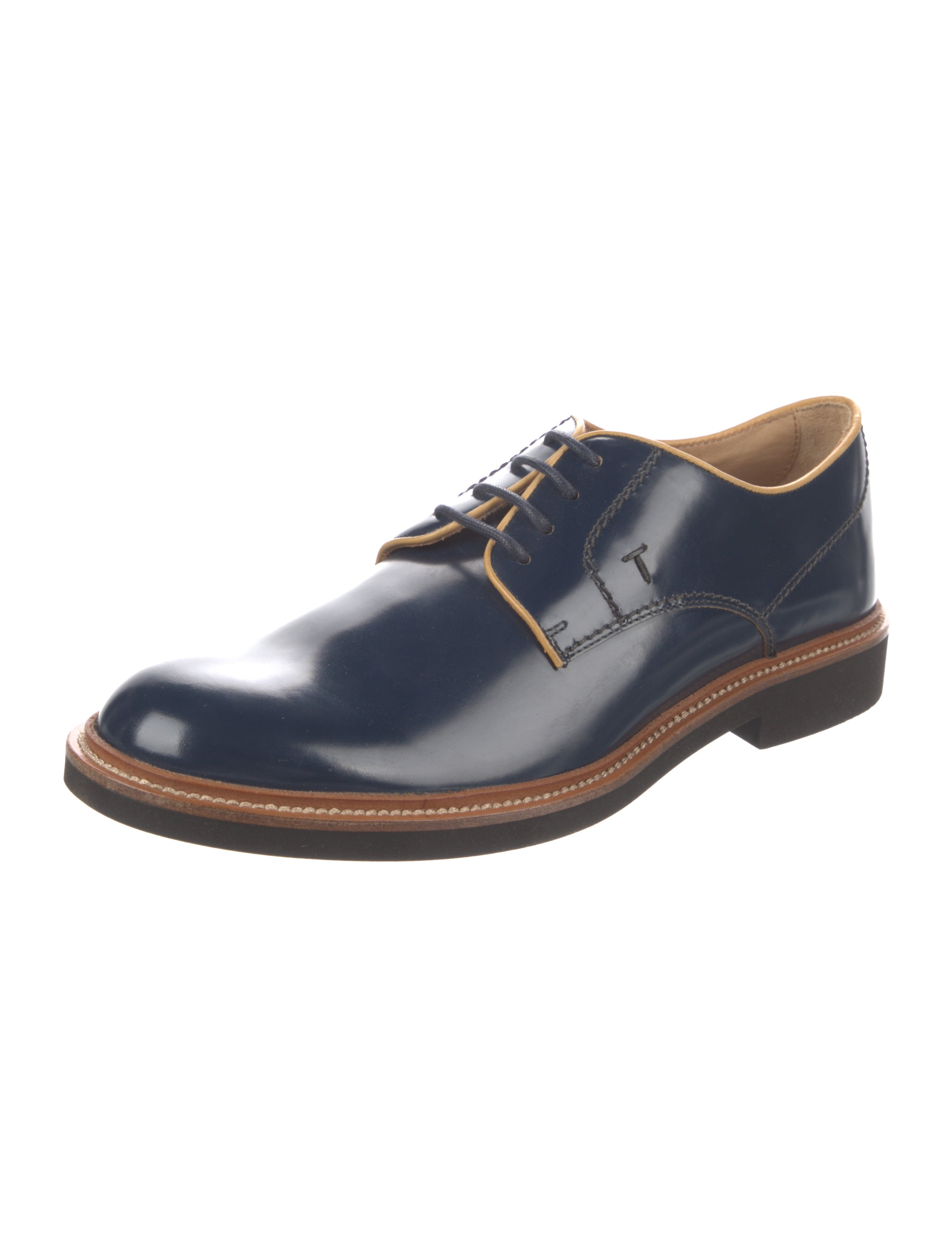 Tod's Leather Derby Shoes - Blue Oxfords, Shoes - TOD129332 | The RealReal