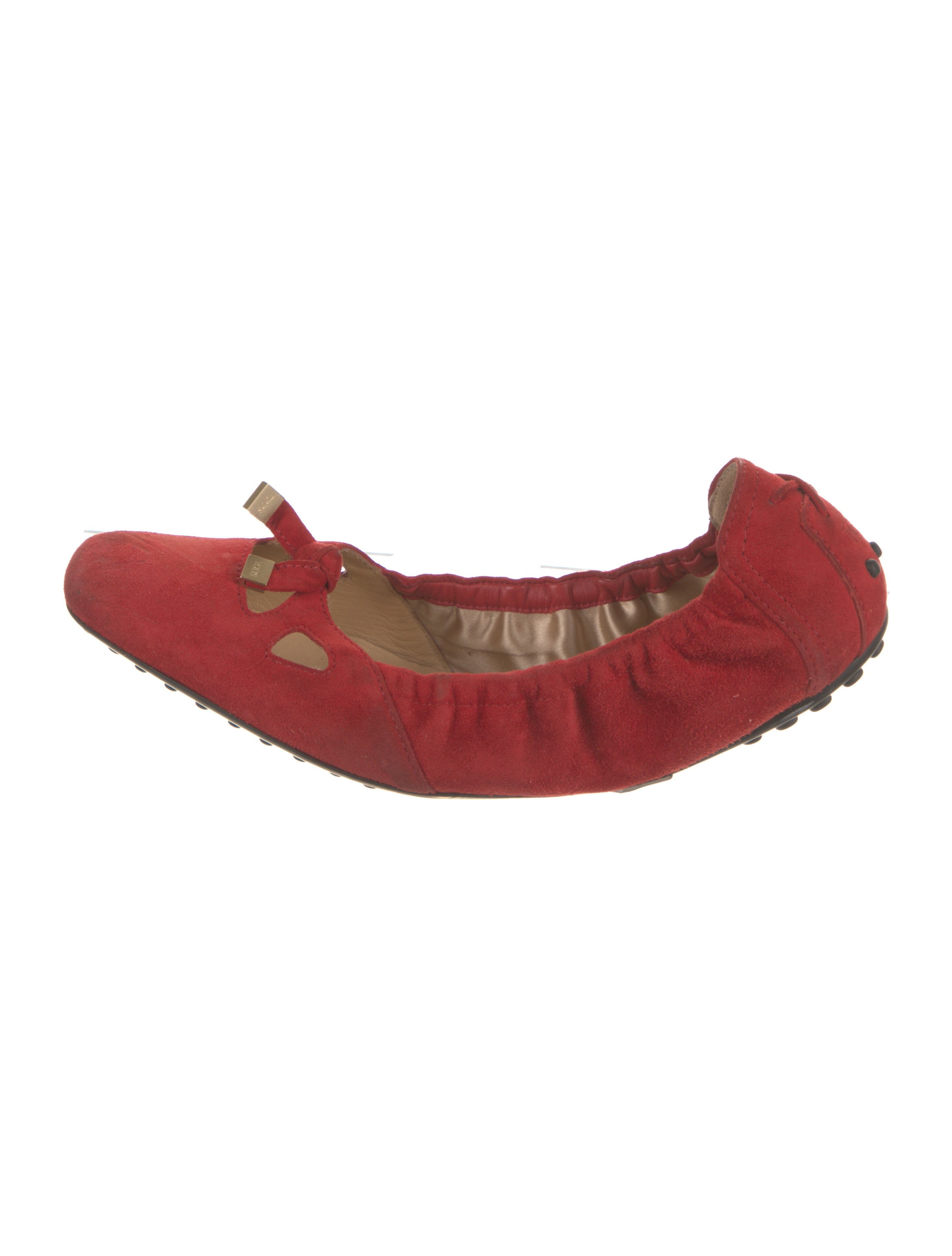 Tod's Patent Leather Bow Accents Ballet Flats - Red Flats, Shoes ...