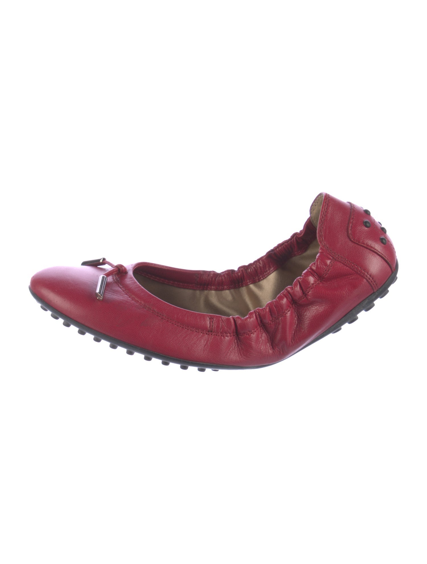 Tod's Leather Ballet Flats - Red Flats, Shoes - TOD137897 | The RealReal