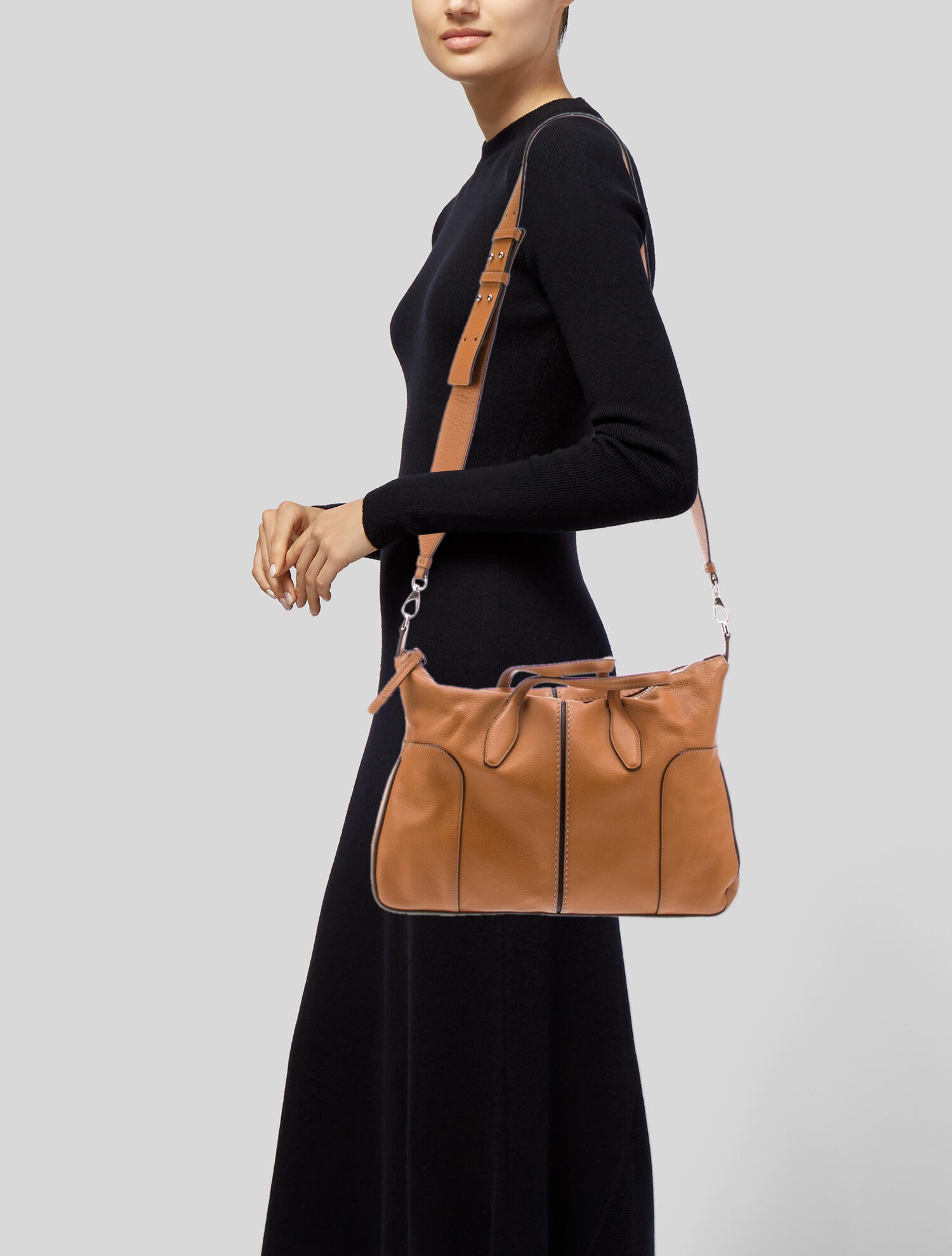 Tod's Pebbled Leather Handle Bag - Brown Handle Bags, Handbags ...