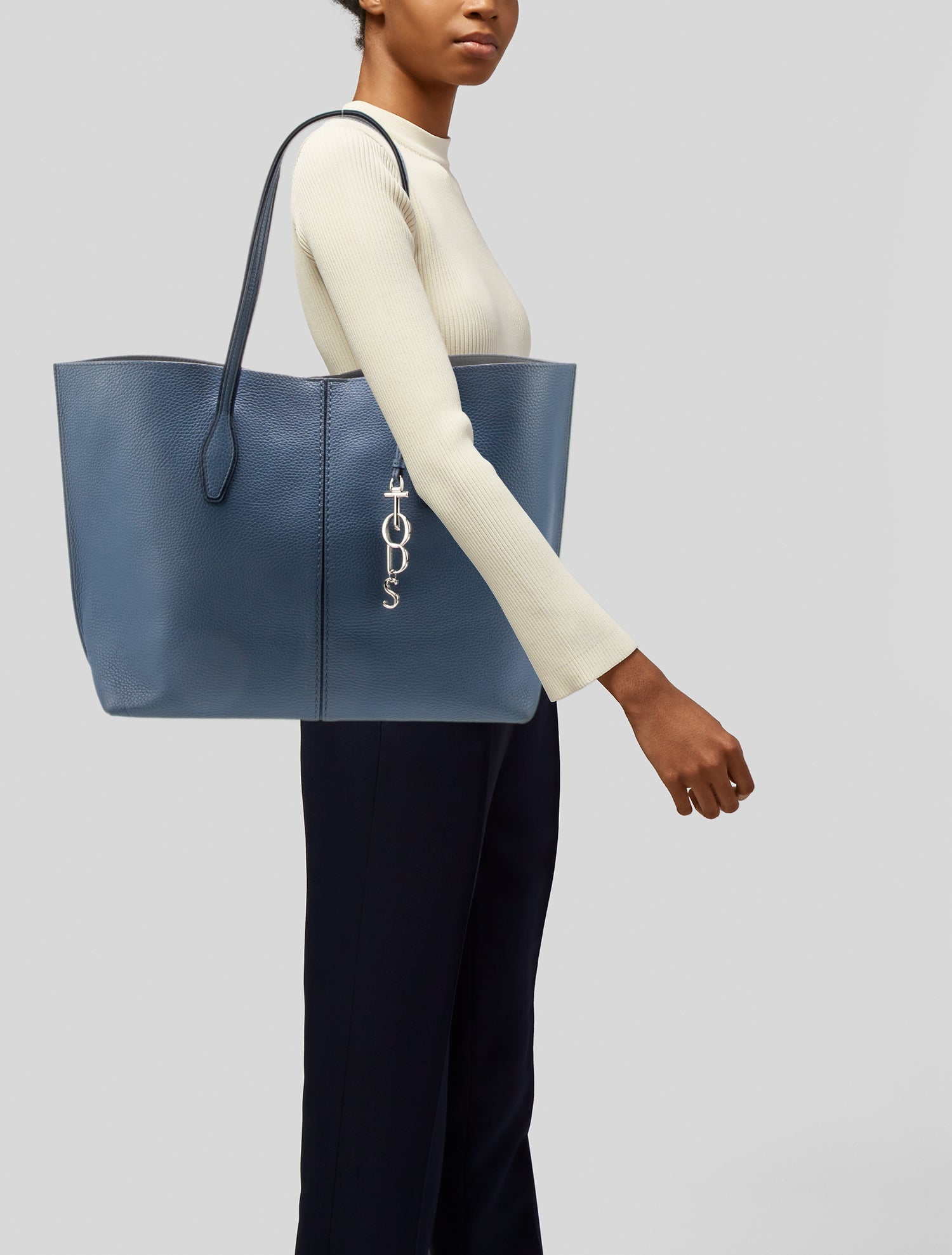 Tod's Textured Leather Tote Bag - Blue Totes, Handbags - TOD141006 ...
