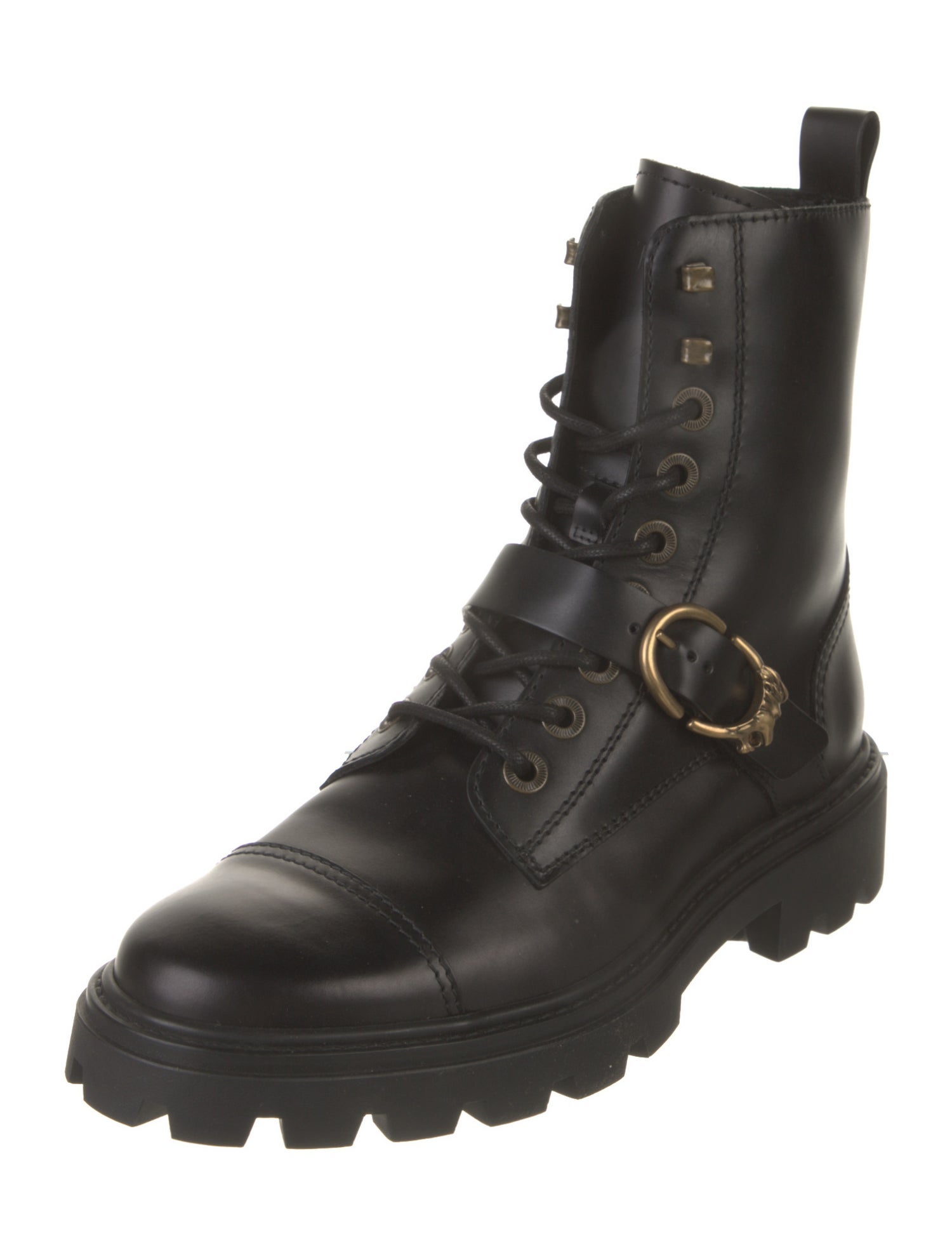 Tods Leather Combat Boots Black Boots Shoes Tod141770 The Realreal